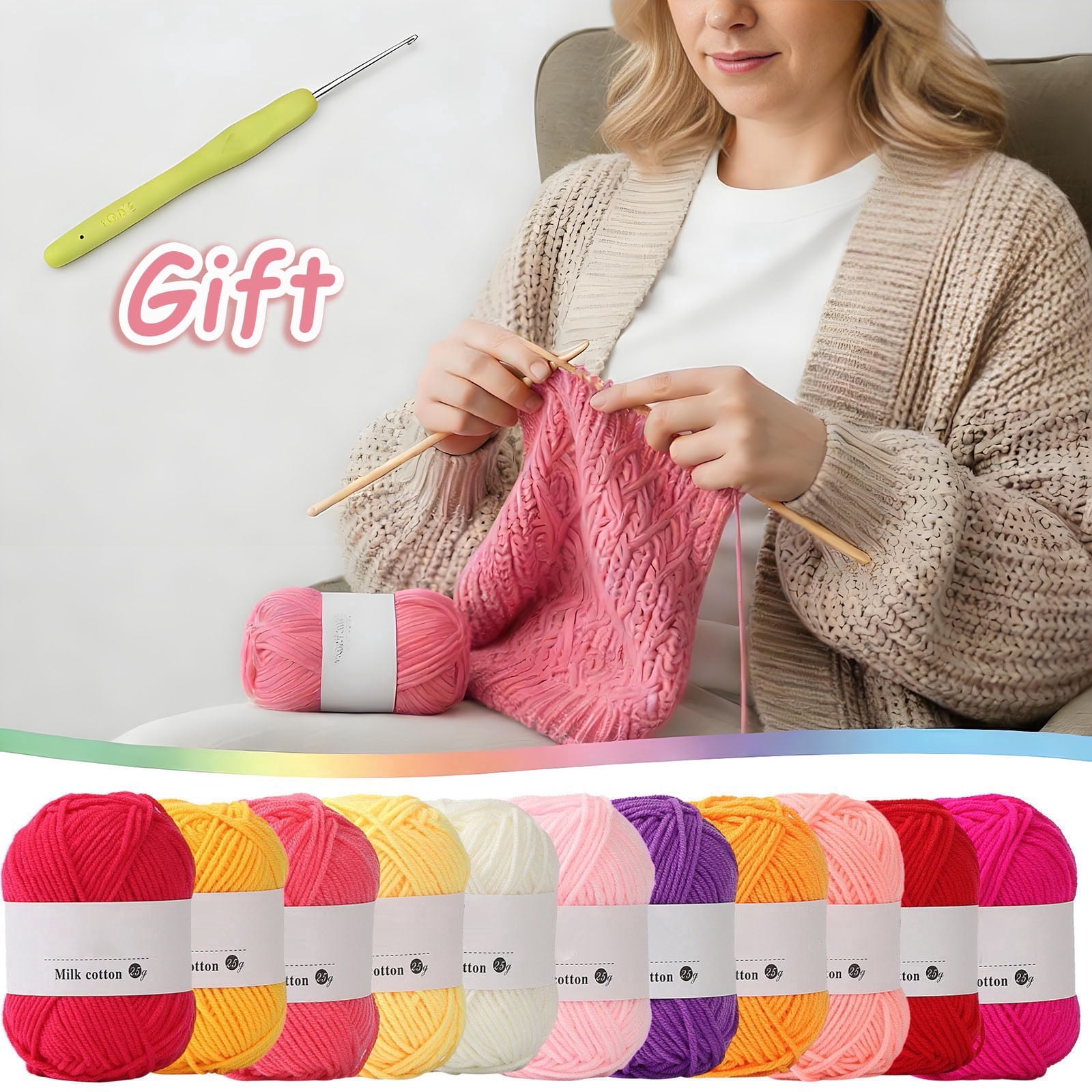 JLFNYA Yarn for Crochet, Milk Cotton Yarn for Crocheting, Wool Yarn ...