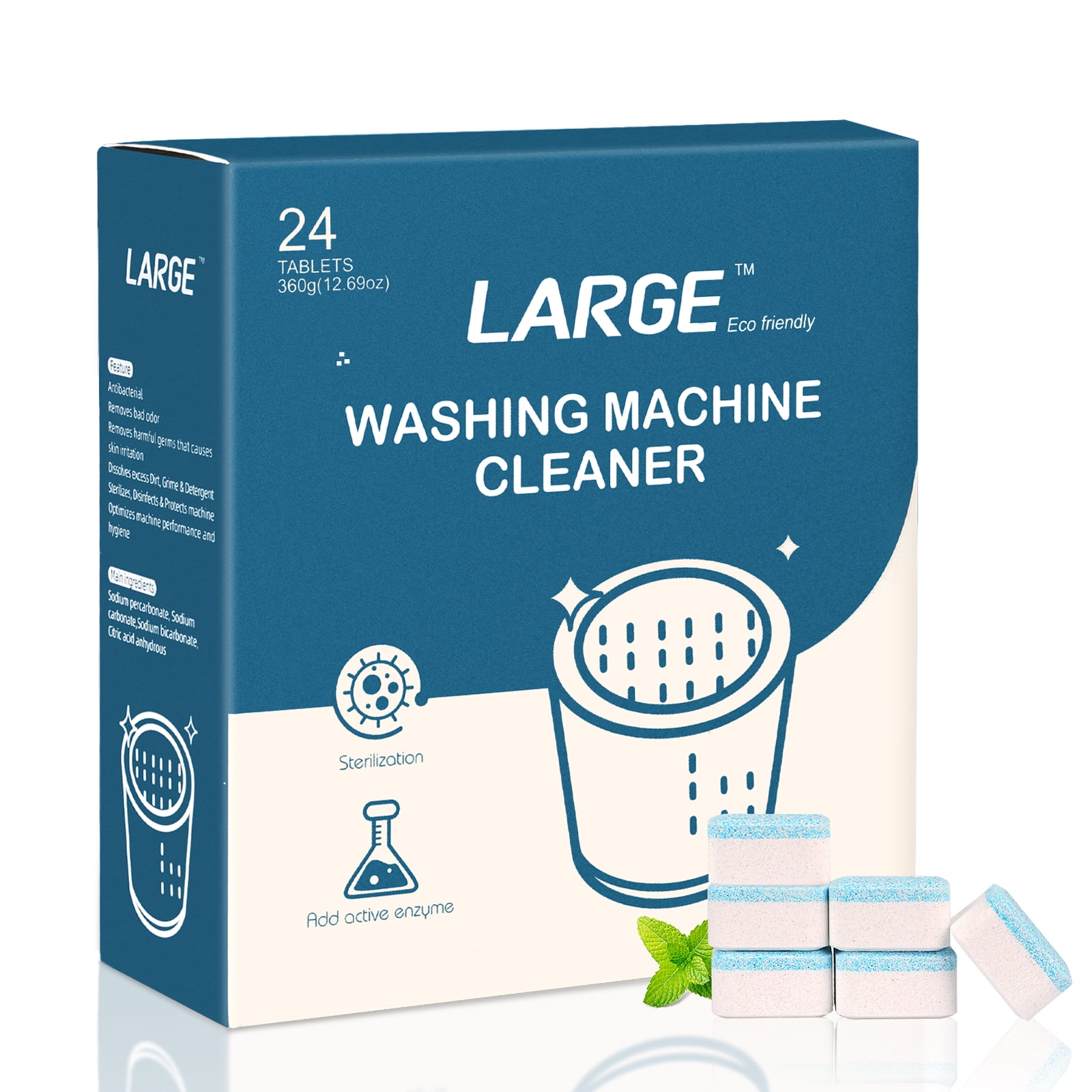Washing Machine Cleaner Descaler - JLK-tek 24 Tablets Deep Cleaning ...