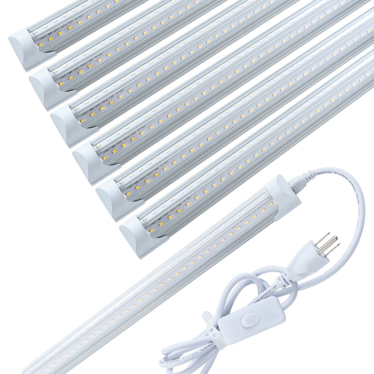 JLLED 6Pack 8FT LED Shop Light Fixture 75W Linkable T8 Integrated Tube ...