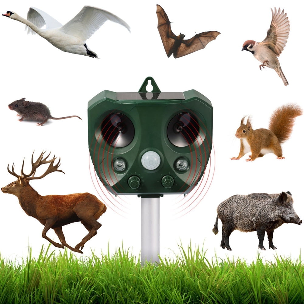 JLLOM Solar Powered Ultrasonic Animal Repeller, Pest Deterrent with ...