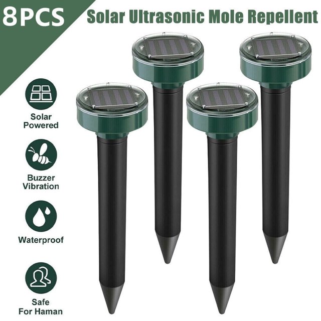 JLLOM 8Pcs Solar Mole Repellent Space Ultrasonic Solar Mole Fright ...