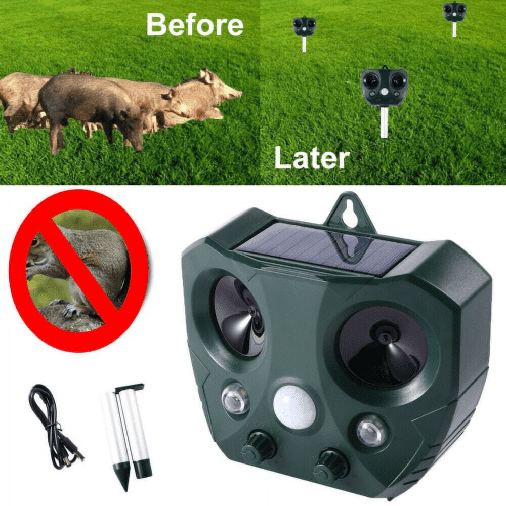 JLLOM Animal Repeller Ultrasonic Solar Power Bird Dog Cat Skunk Deer ...