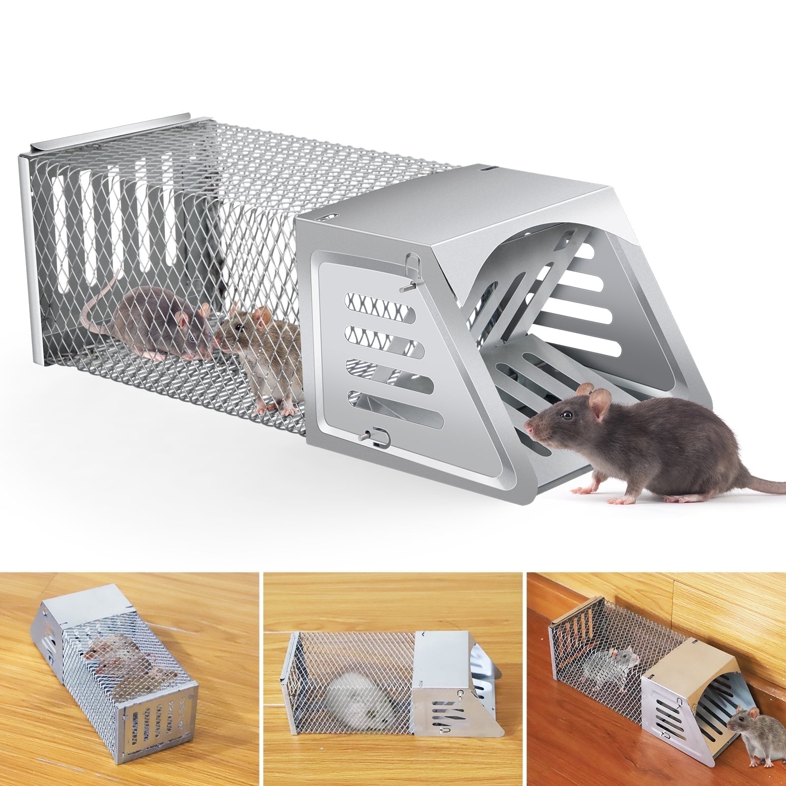 JLLOM Humane Mouse Trap, Automatic Continuous Rat Traps Cage Mice ...