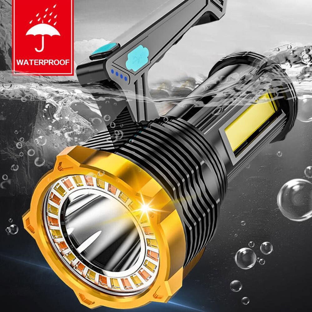 JLLOM LED 12000000 Lumens Flashlight, 8 Light Modes, USB Rechargeable ...