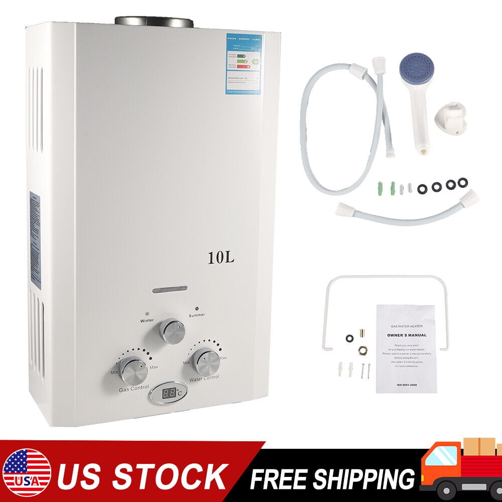 JLLOM LPG Propane Gas Water Heater 10L Tankless, On-Demand Hot Water ...