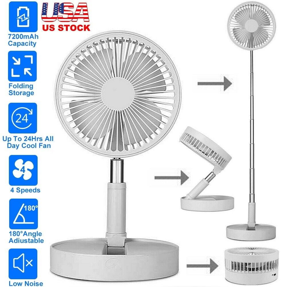 JLLOM Powerful Electric Rotating Stand Fan, Portable, USB Rechargeable ...