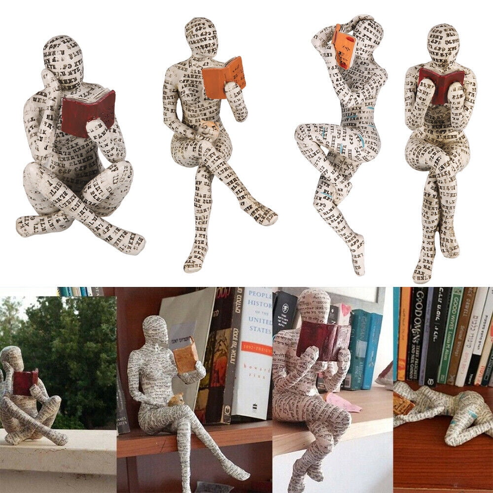 JLLOM Pulp Woman Reading Resin Statue Bookshelf Abstract Sculptures ...