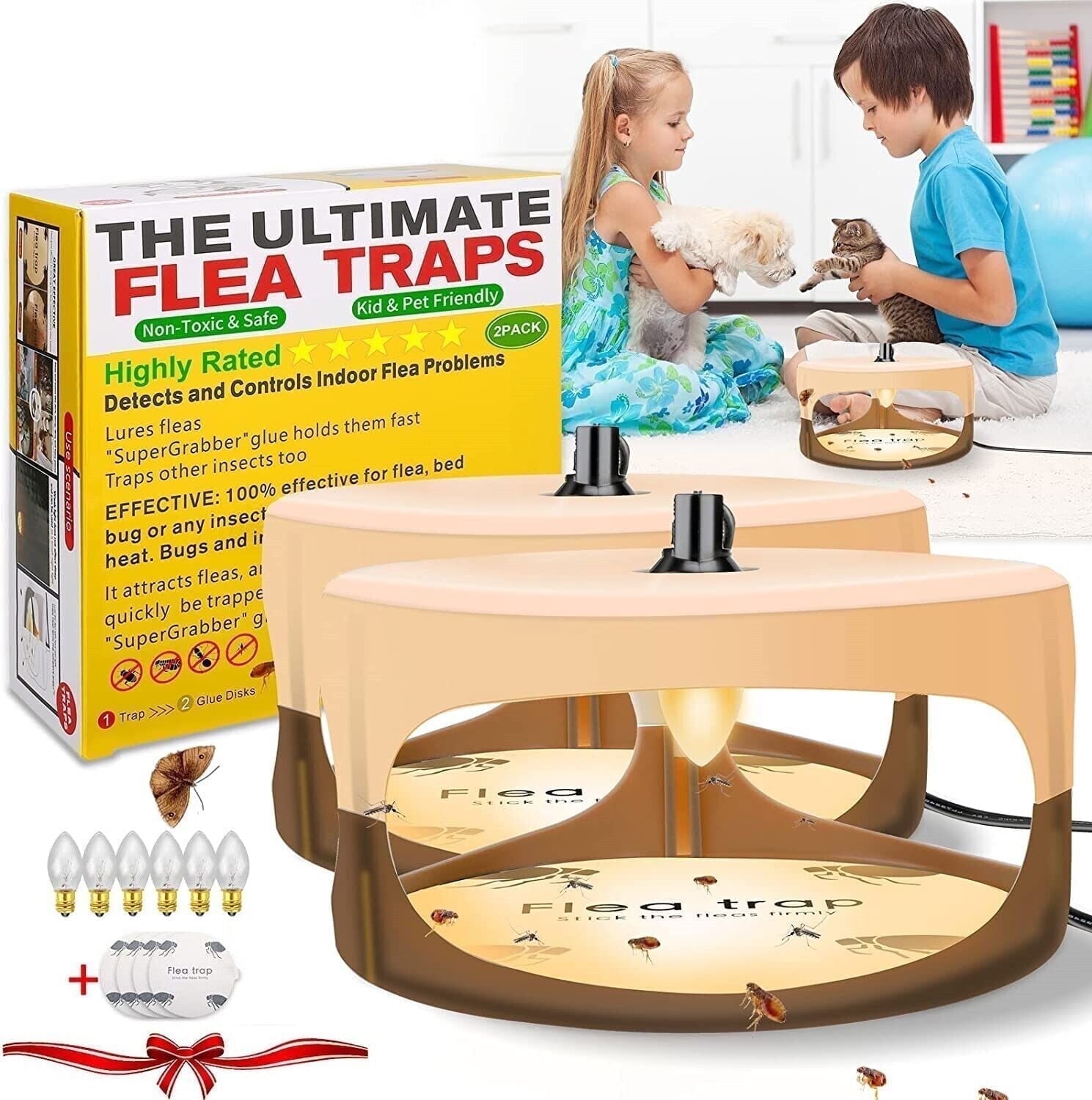 JLLOM Safe Flea Trap Attract Catch Fleas, Bedbugs, Mosquitoes Robust ...