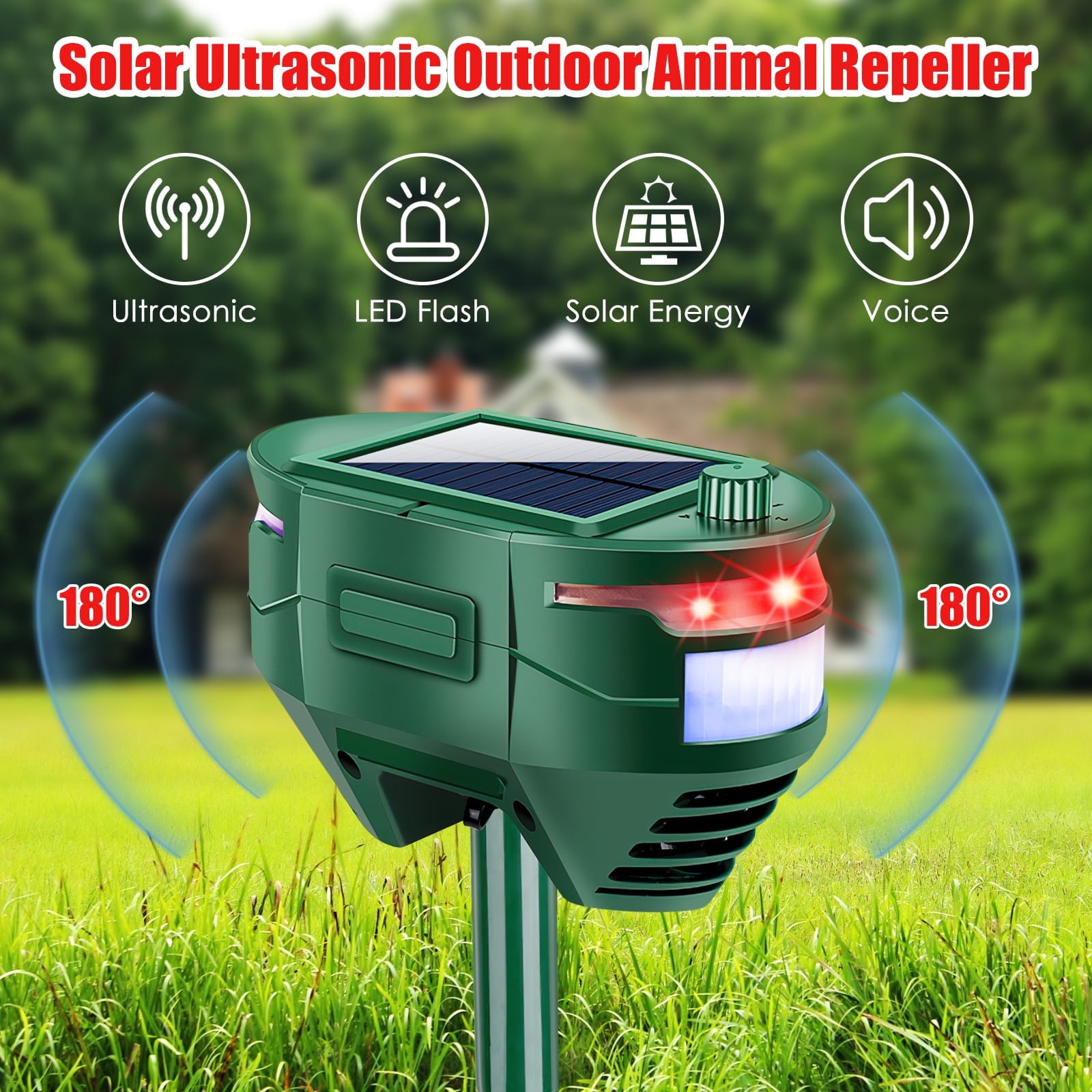 G · PEH Solar Animal Repellent Outdoor,2 Pack Ultrasonic Animal ...