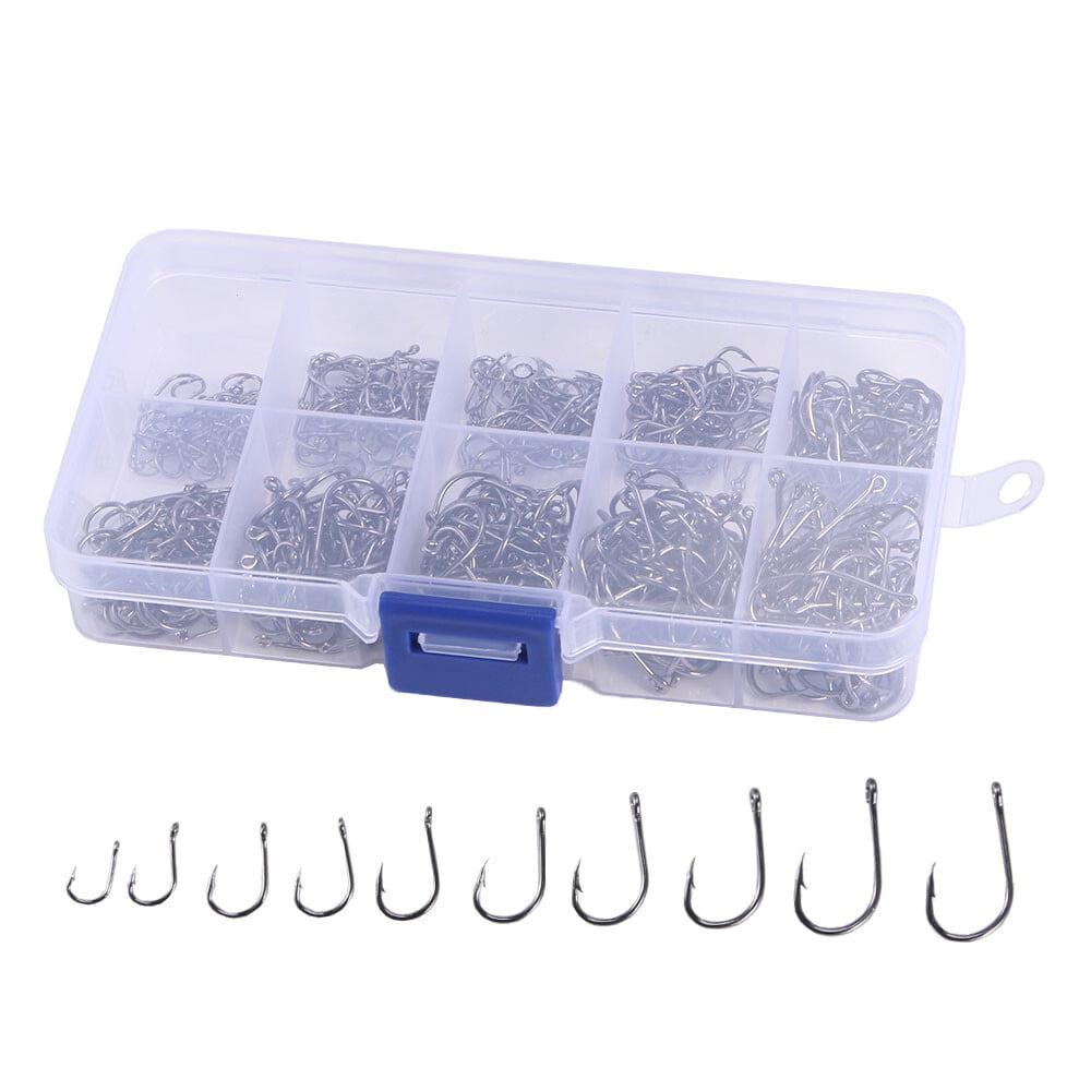 JLLOM Ultra-Thin Black Finish Sturdy Structure Circle Fishing Hooks 10 ...