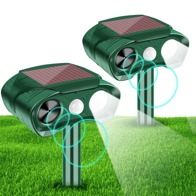JLLOM Ultrasonic Animal Repellent Outdoor, 2 Pack Solar Animal Repeller ...