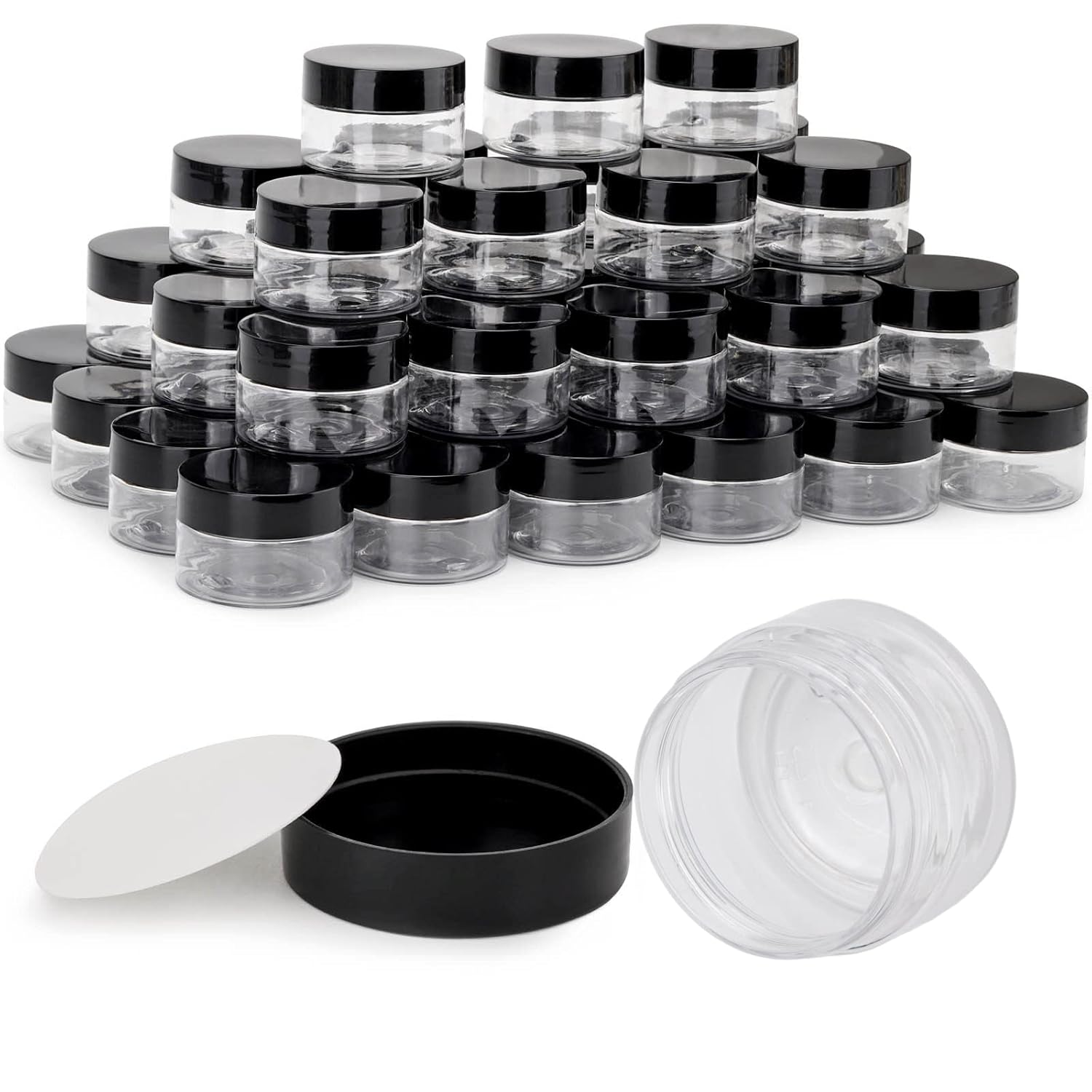 JLMMEN 100 Count Clear Plastic Sample Containers 20g Empty Jars ...