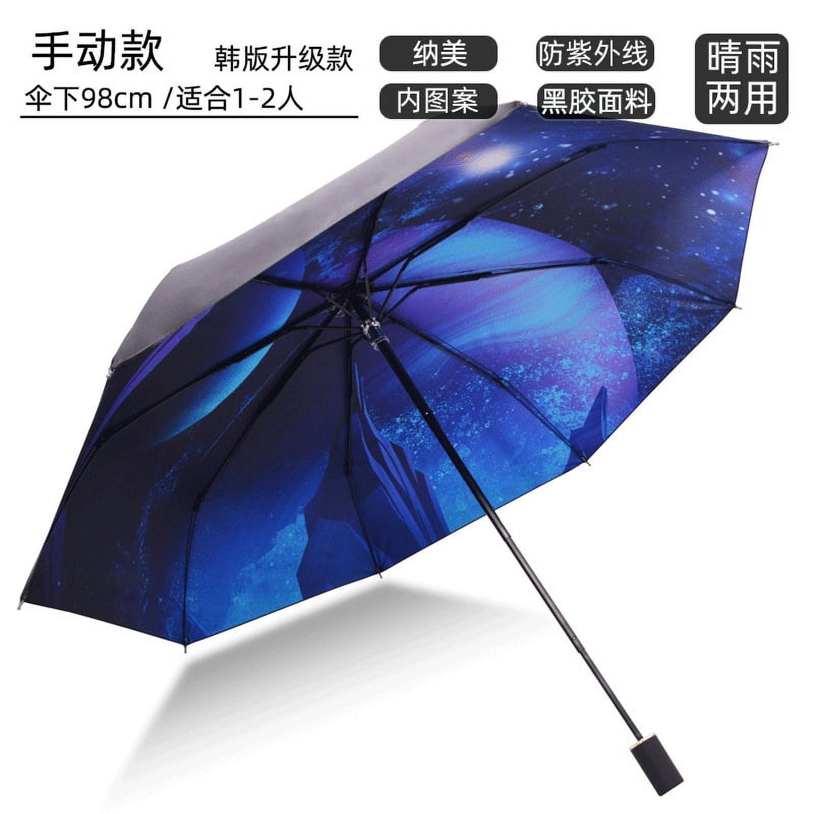 JLMMEN Cartoon Rain And Shine Dual-Purpose Umbrella, Black Glue Folding ...