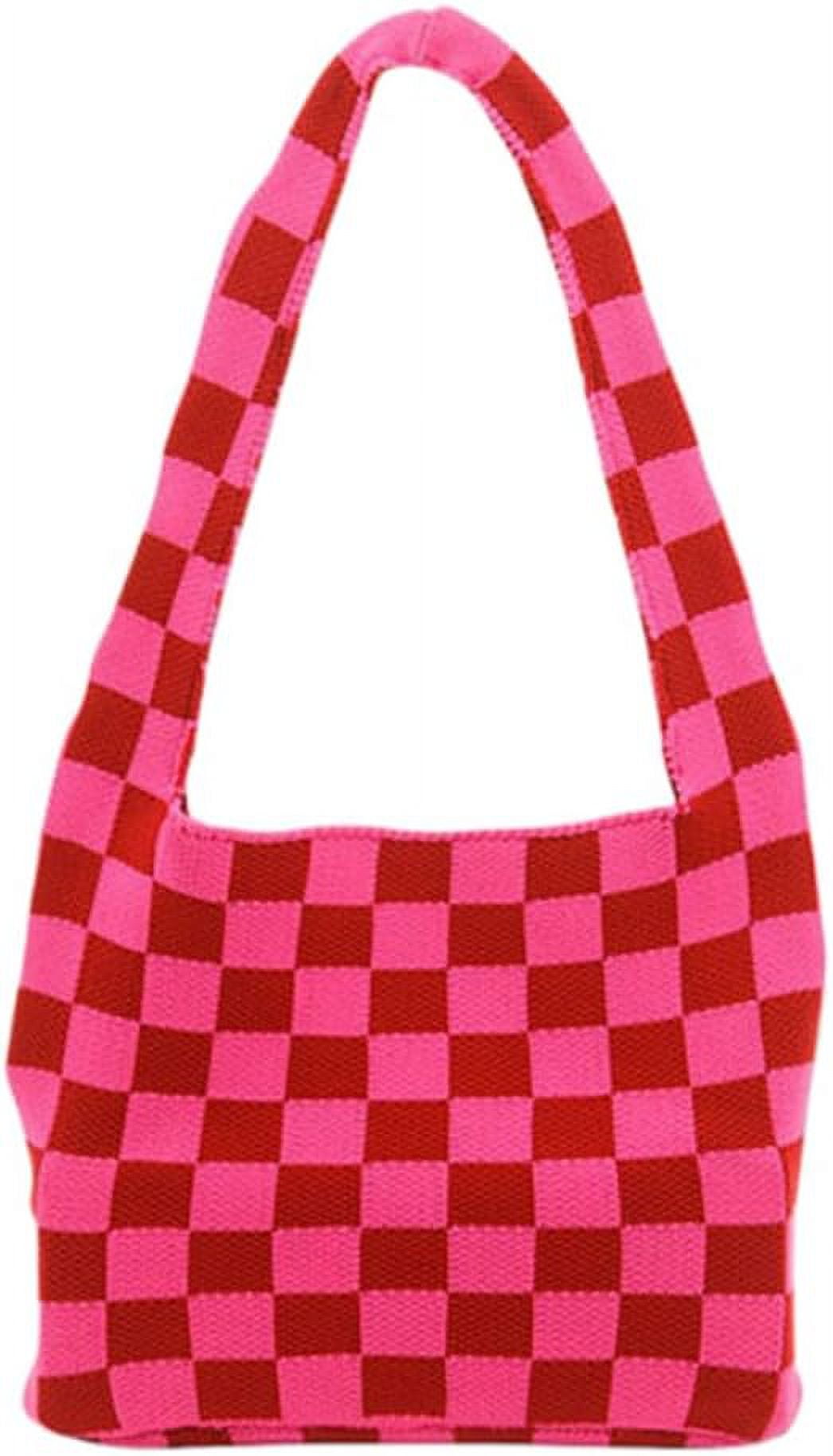 JLMMEN Crochet Checkerboard Tote Shoulder Bag for Women Large Plaid ...