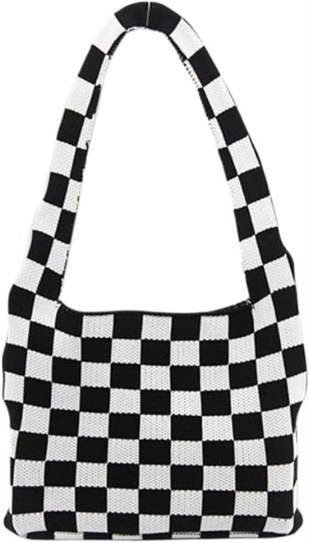 JLMMEN Crochet Checkerboard Tote Shoulder Bag for Women Large Plaid ...