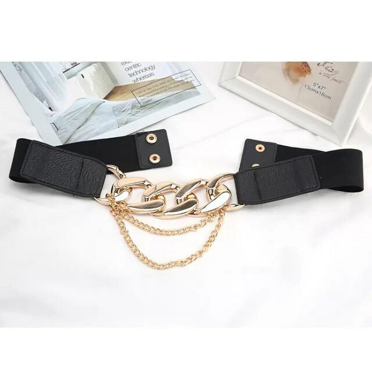 Zhengup Female Fashion Elastic Elastic Waistband Metal Chain Belt for ...