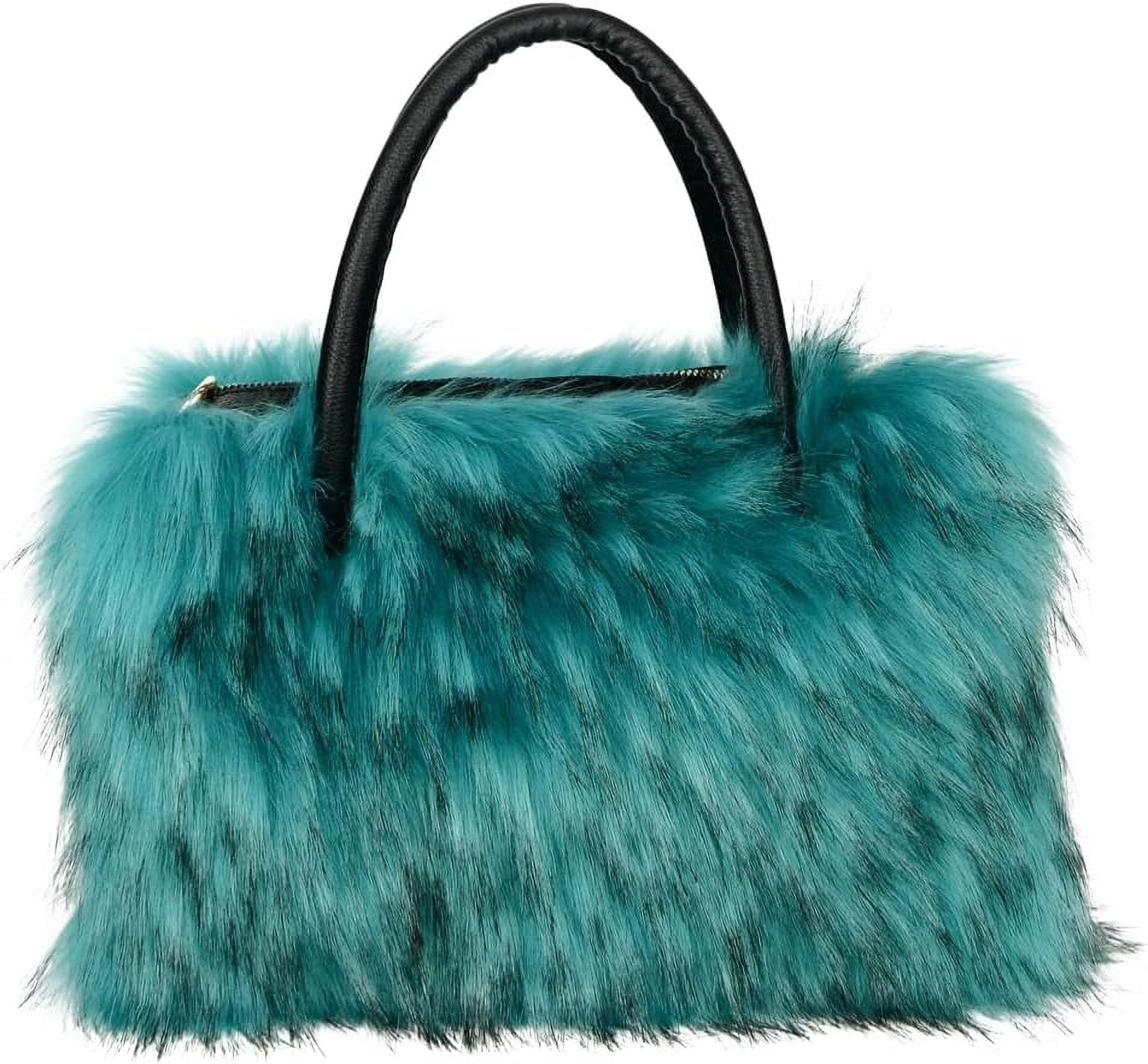 JLMMEN Furry Shoulder Bag for Women Fuzzy Faux Fur Large Tote Handbag ...