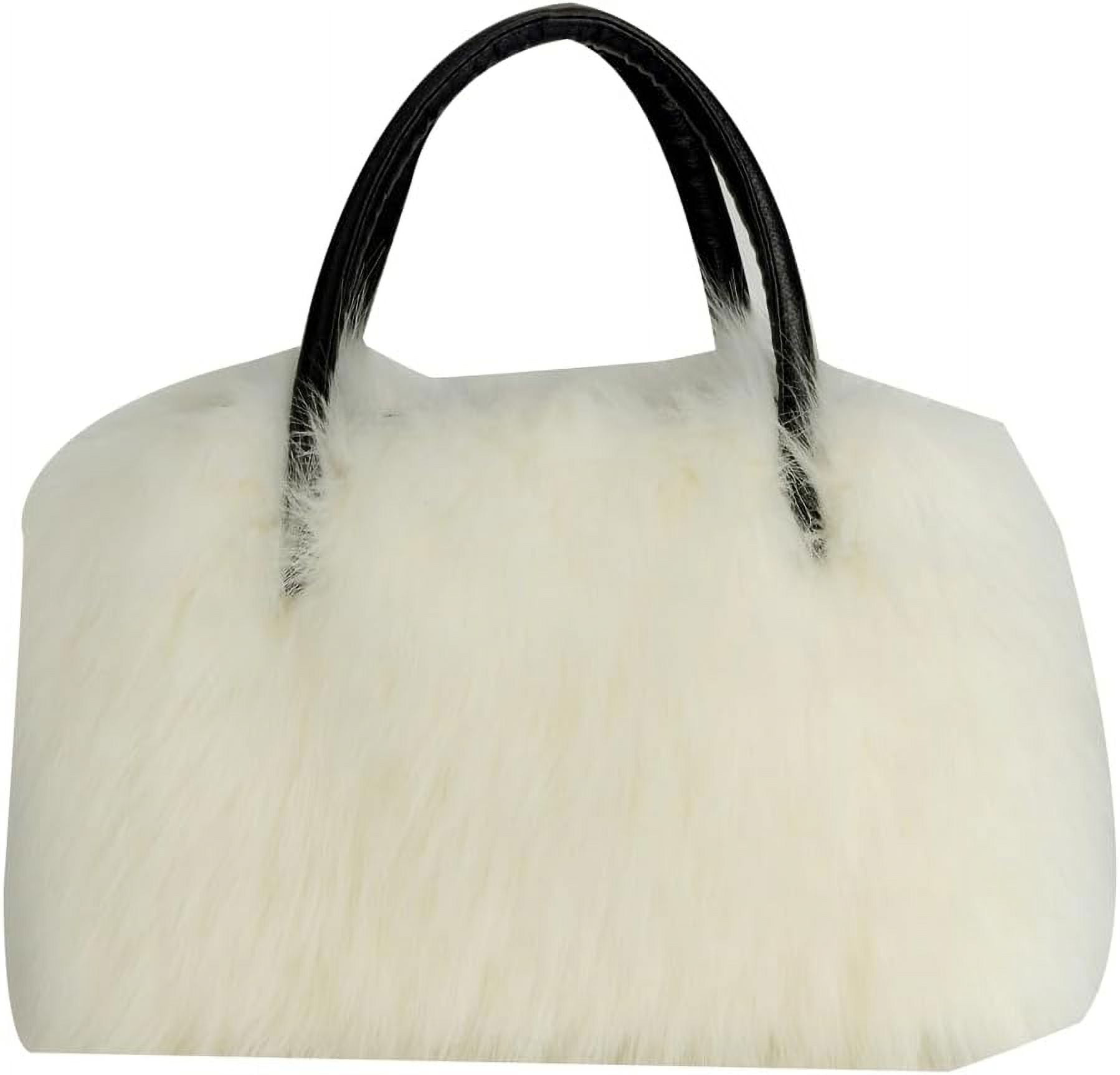 JLMMEN Furry Shoulder Bag for Women Fuzzy Faux Fur Large Tote Handbag ...