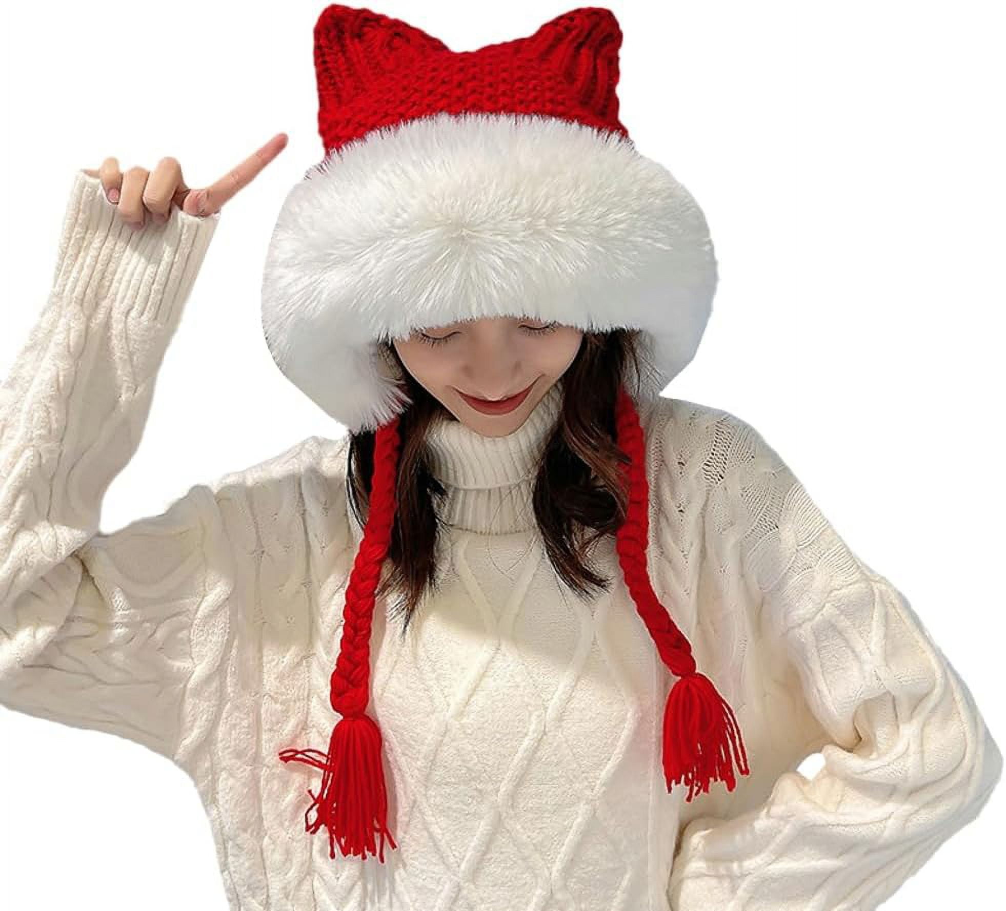 JLMMEN Knitted Beanies Women Cute Animal Crochrct Hats with Ears String ...