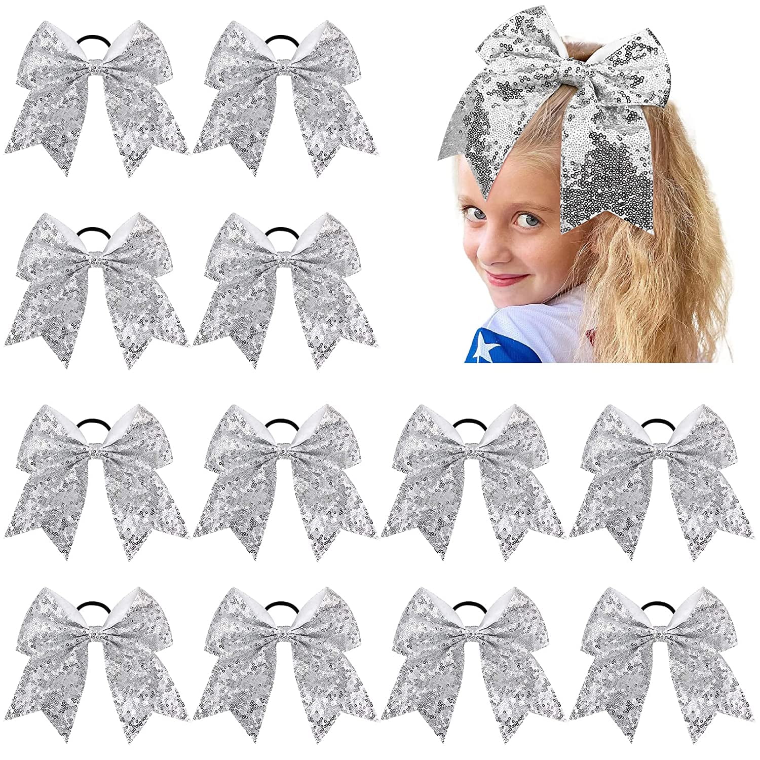 Silver Cheer Bows