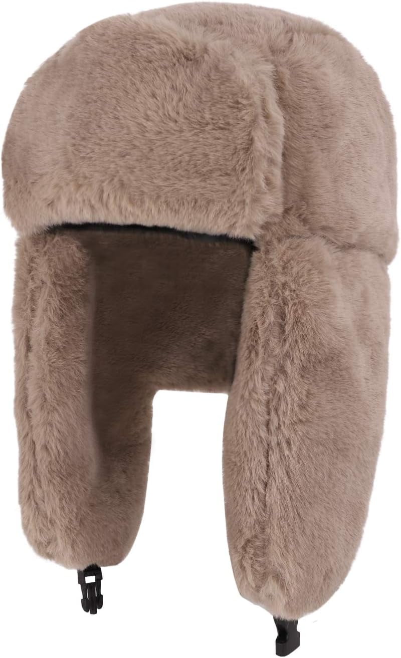 JLMMEN Warm Trapper Hat for Men Women Winter Cozy Plush Faux Fur ...