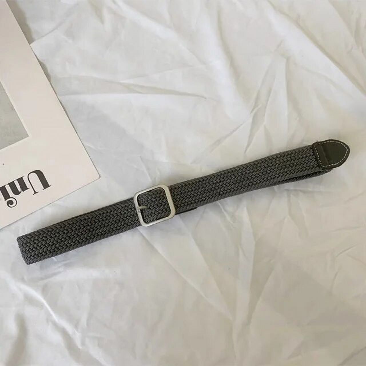 Zhengup Women Braided Belts Solid Colour Square Metal Buckle Belts for ...