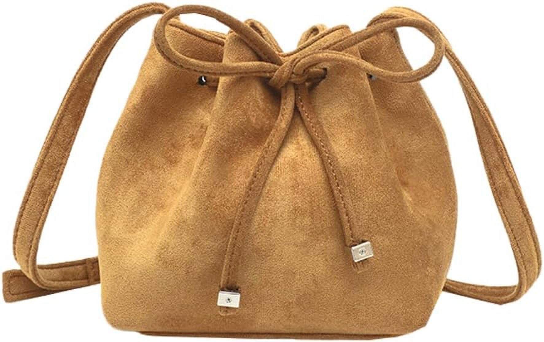 JLMMEN Women Bucket Bag Soft Small Drawstring Shoulder Bag Retro ...