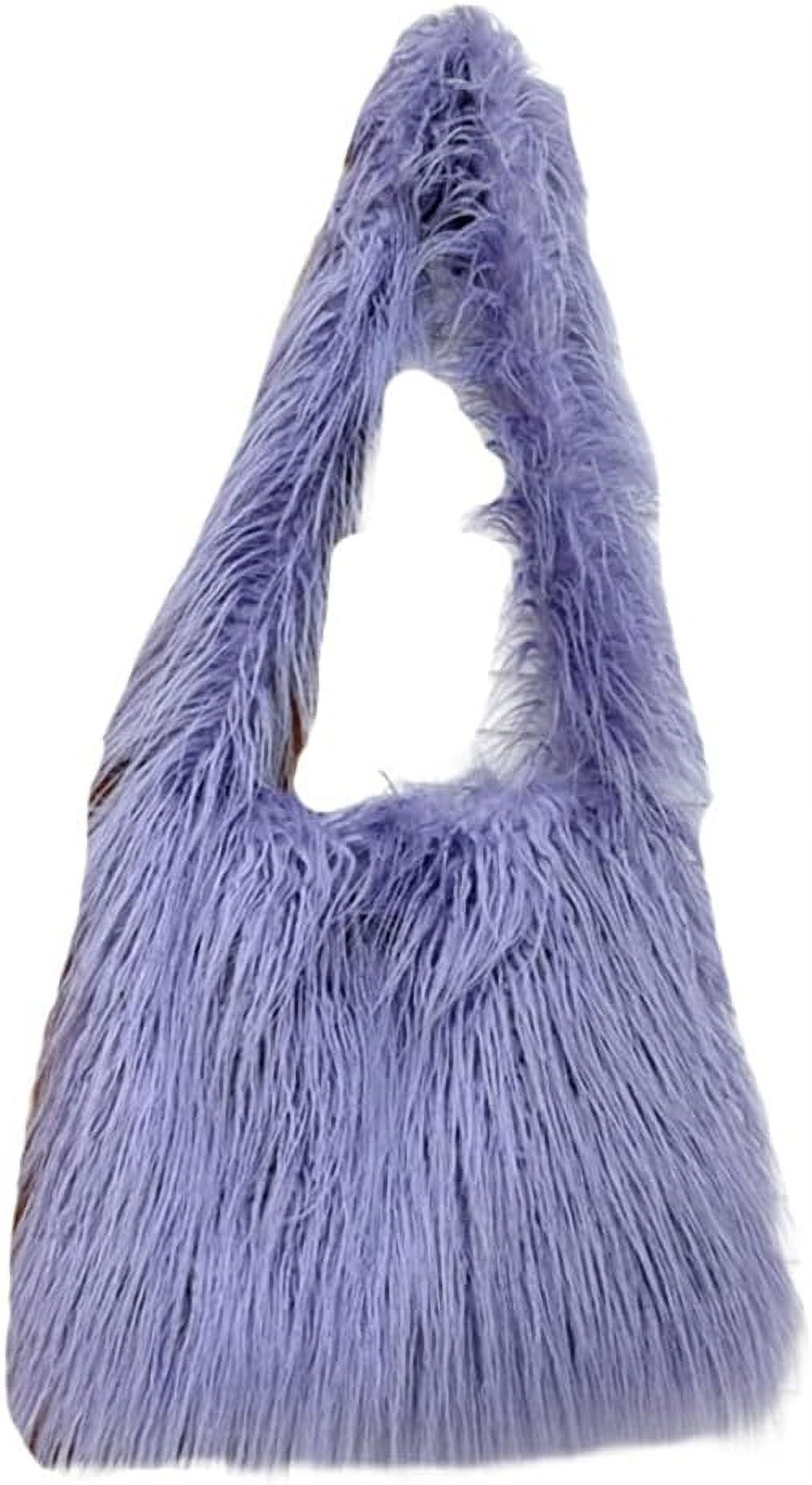 JLMMEN Women Fluffy Shoulder Bag Chic Fluffy Plush Tote Bag Crossbody ...