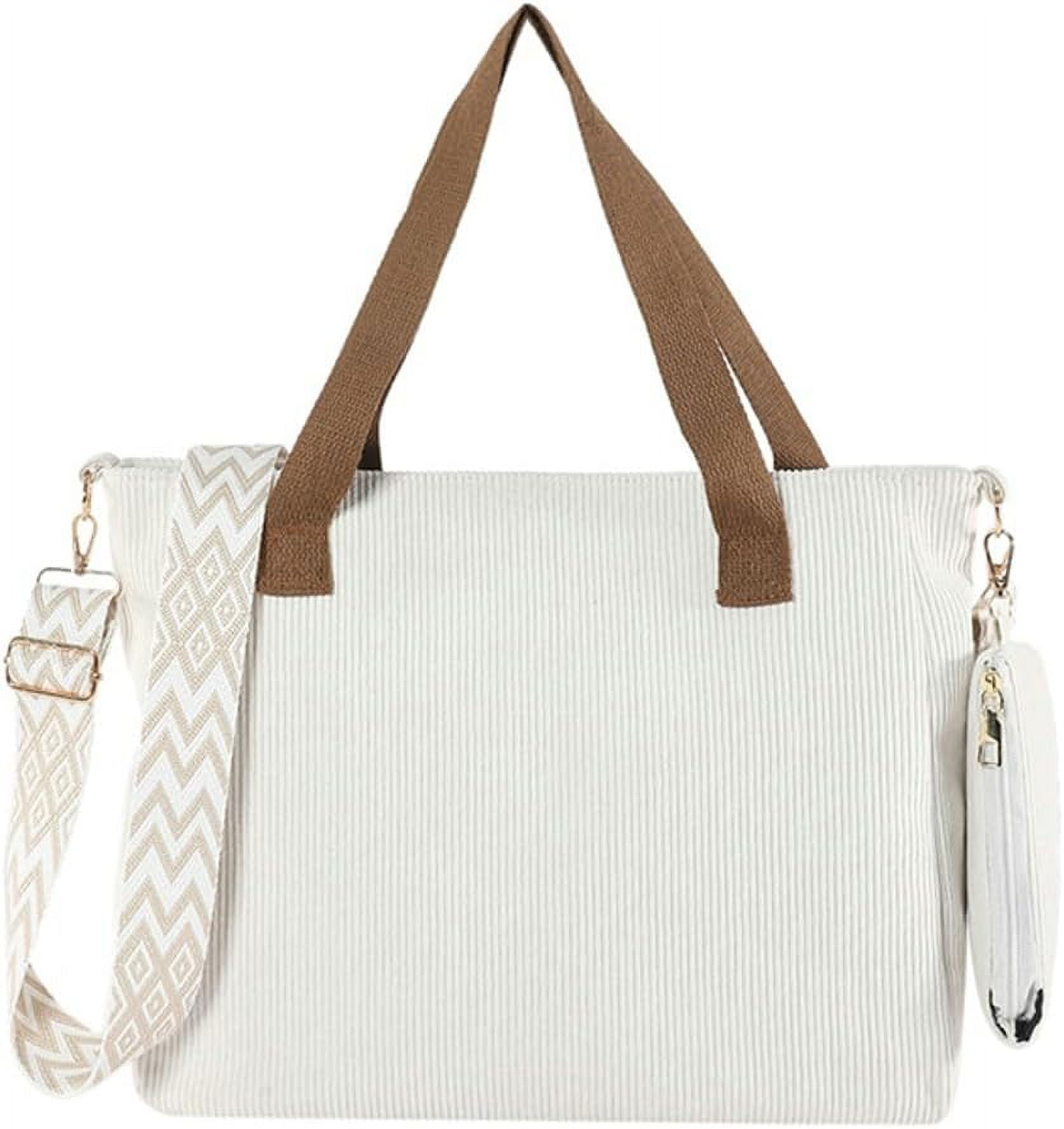 JLMMEN Women Shoulder Bag Chic Corduroy Tote Bag with Movable Purse ...