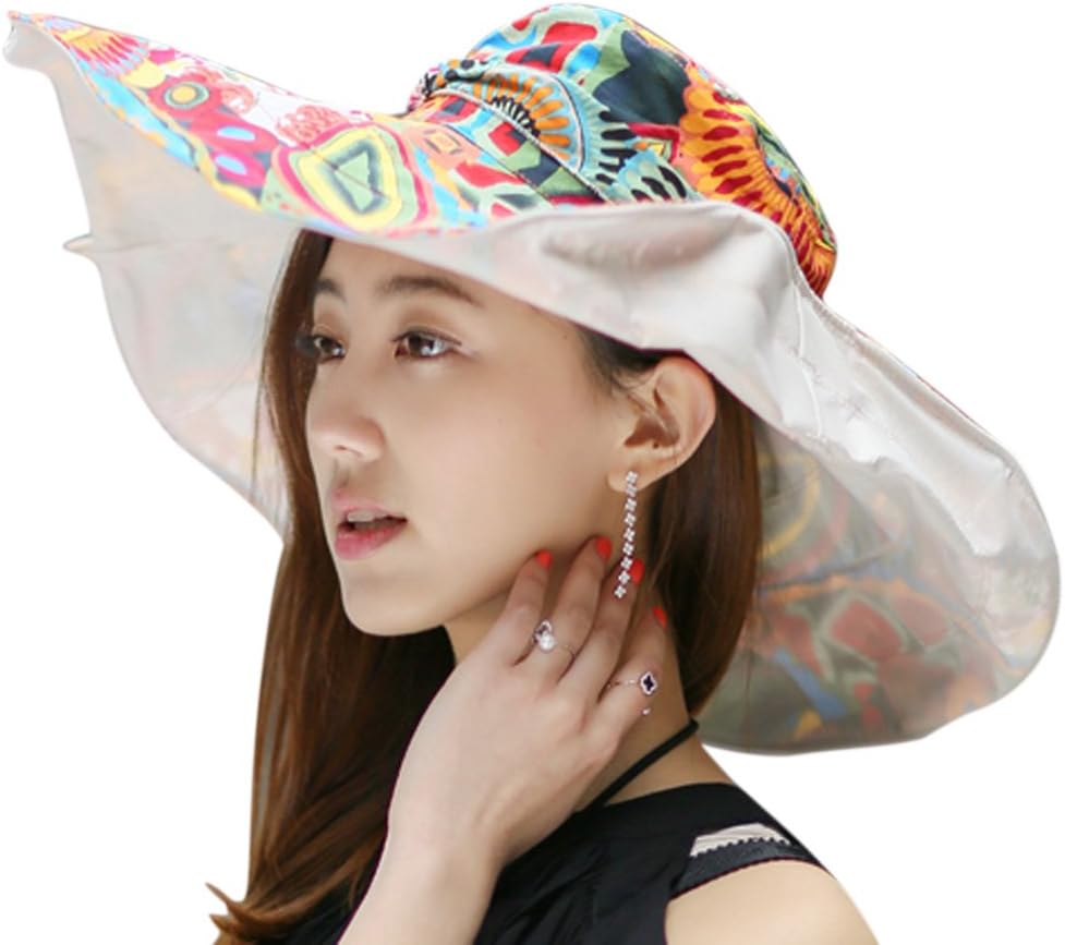 JLMMEN Women's Foldable Floppy Reversible Travel Beach Sun Visor Hat ...