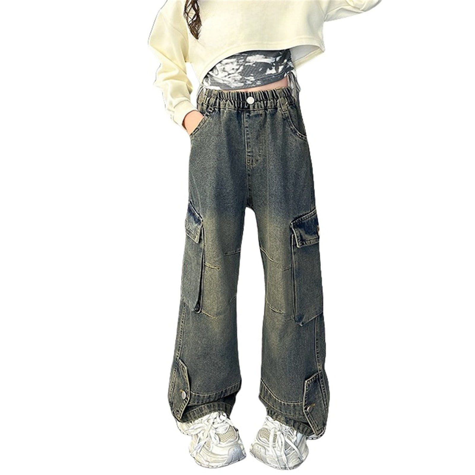 JLMSPLWG Black Plus Size Jeans Boys 5t Jeans Elastic Waist Jeans Girls ...