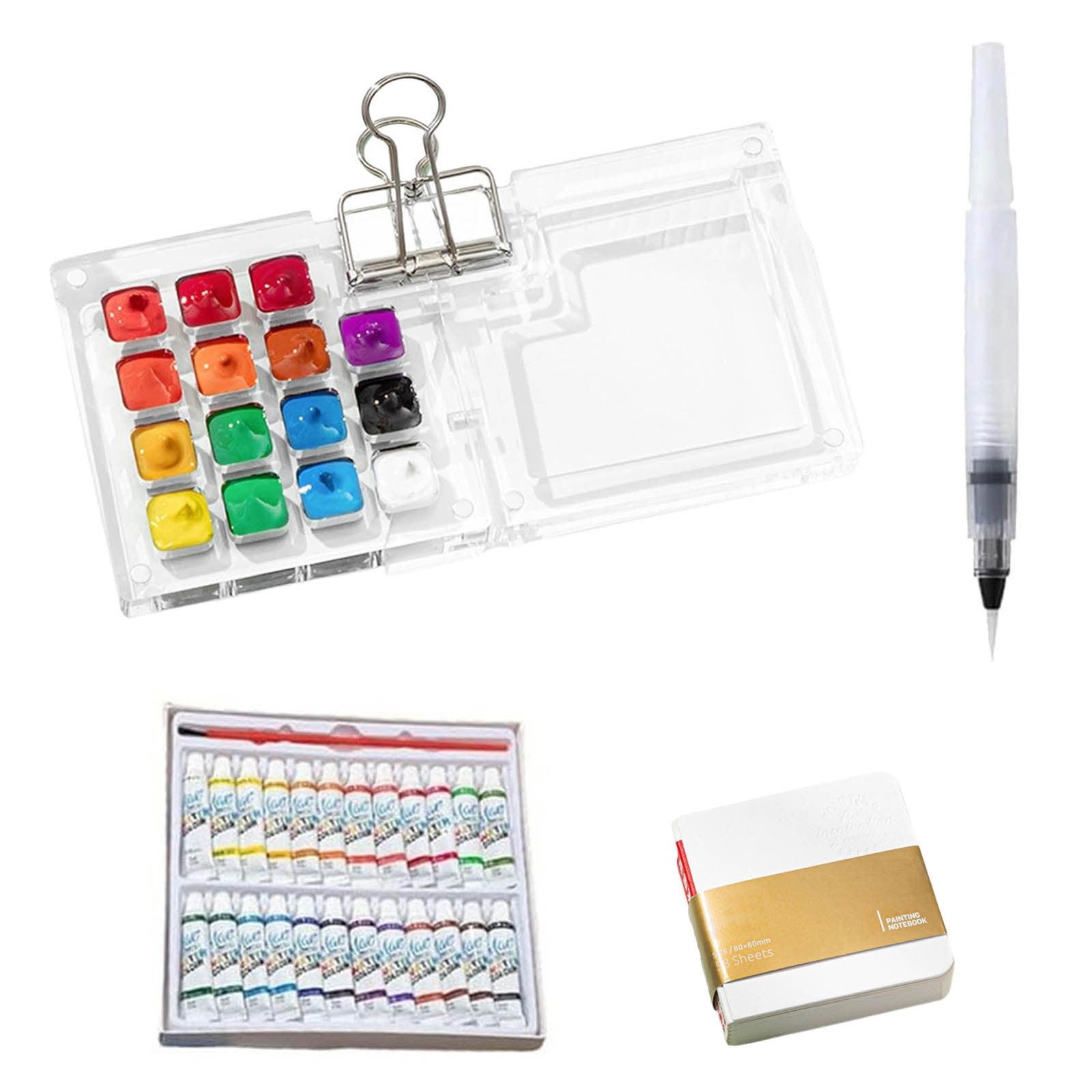 JLNDSV Pocket Artist Watercolor Travel Set, Travel Paint Palette, Paint ...
