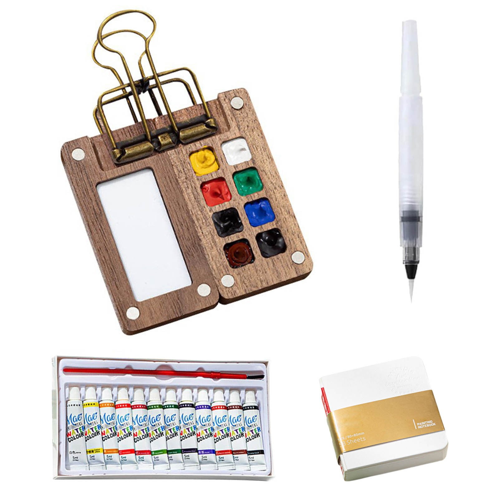 JLNDSV Pocket Artist Watercolor Travel Set, Travel Paint Palette, Paint ...