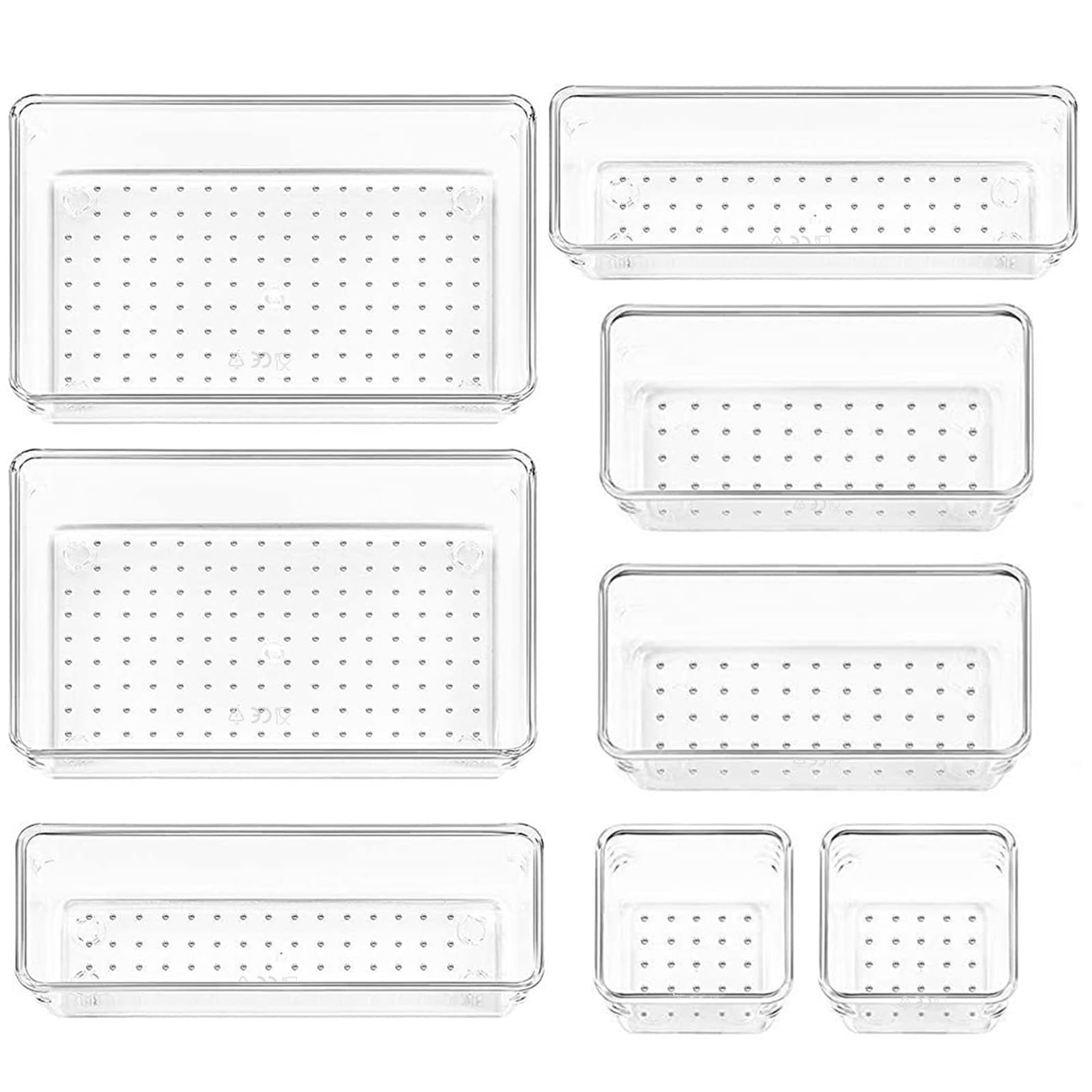JLNGTHONG 8 Pack Clear Drawer Organizer, 4 Sizes Organization and ...