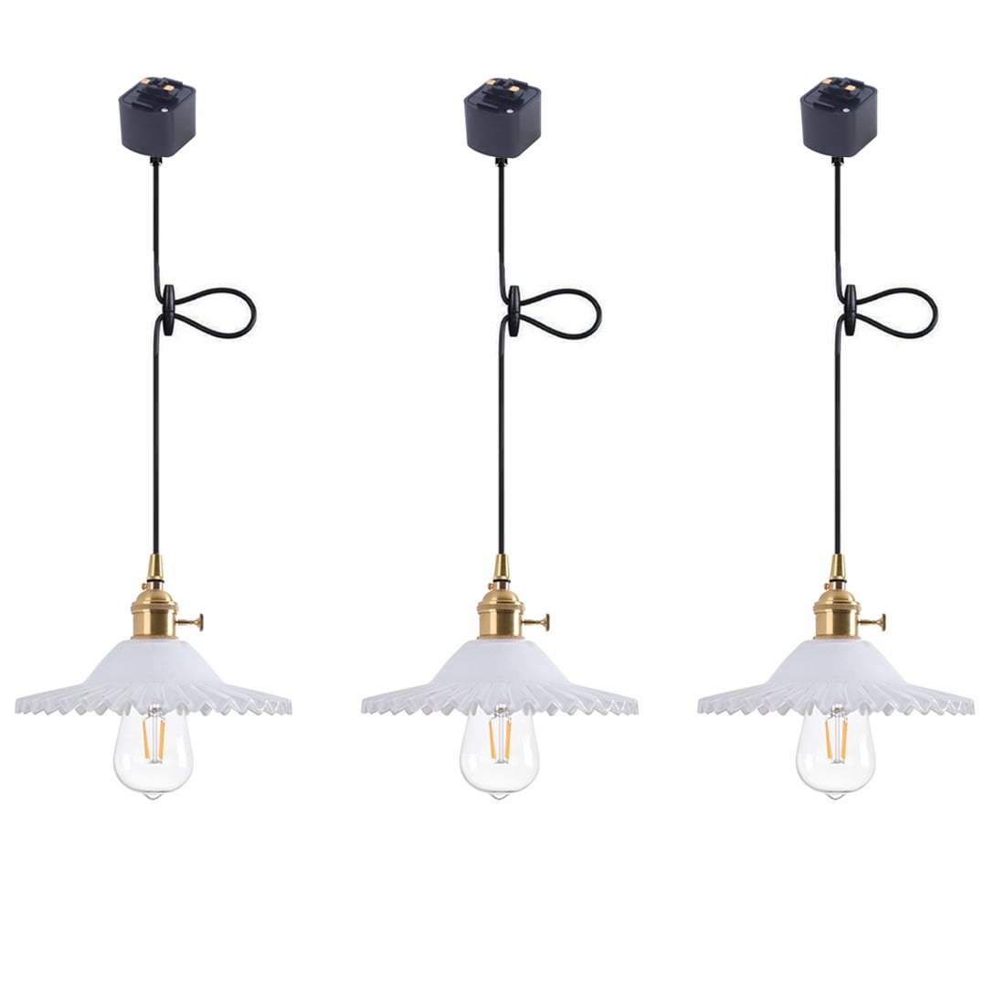 JLOWCO 3 Pack Track Lighting Pendants Adjustable Height Light Fixture ...
