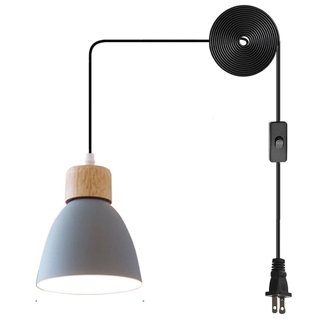 JLOWCO Farmhouse Corded Hanging Light Fixture Plug in Light Socket ...