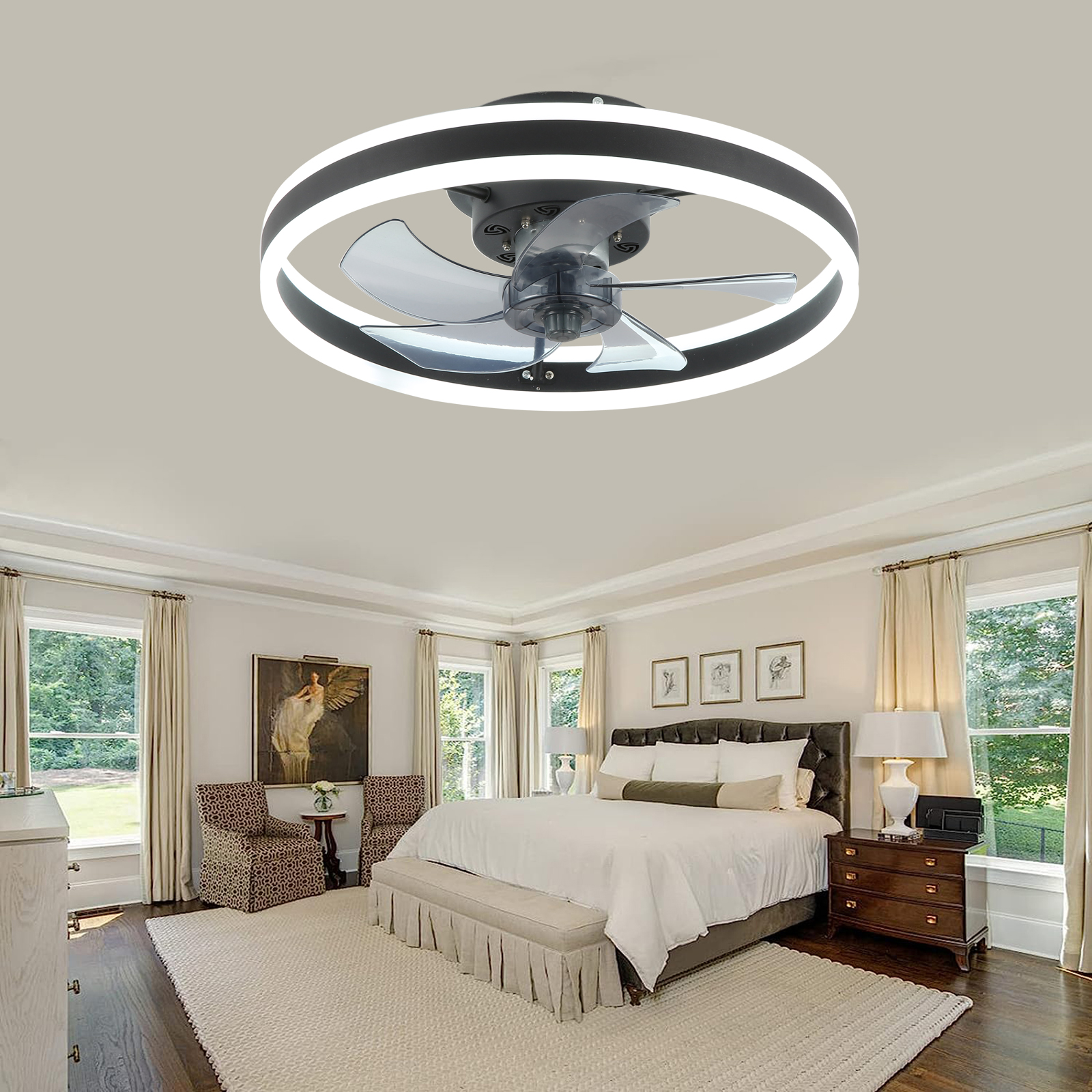 Sunjoy Tech LED Ceiling Fan Stepless Dimming Speed Adjustable Remote ...
