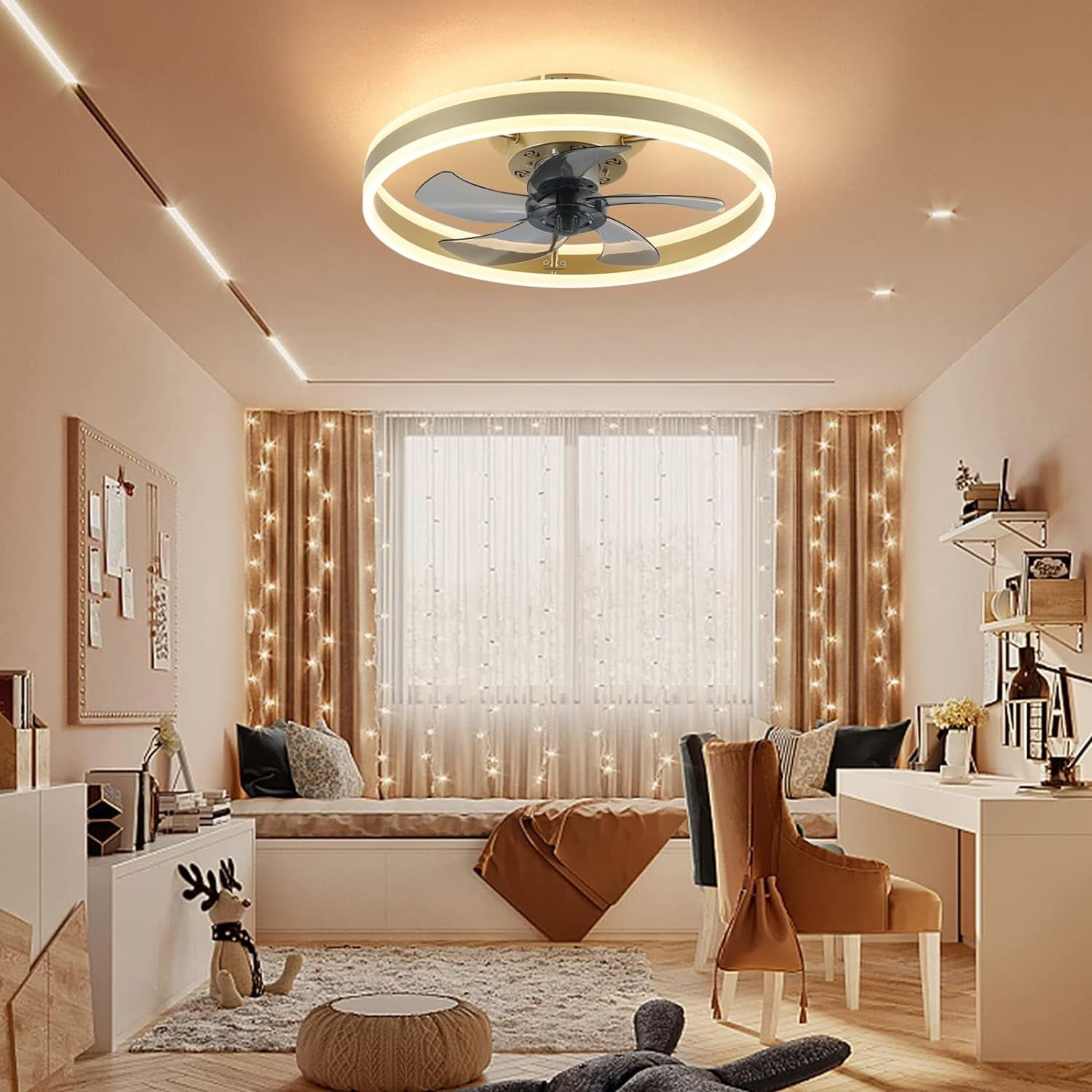 JLPAN Modern Bladeless Ceiling Fan with Lights, 19.7 JLPAN Modern Bladeless Ceiling Fan with Lights, 19.7