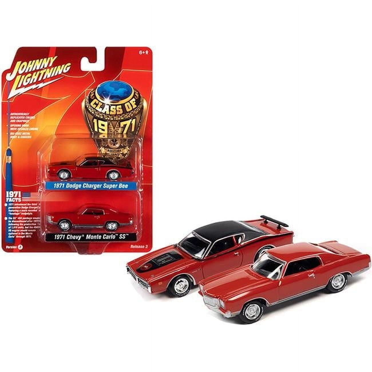1971 Dodge Charger Super Bee Red with Black Top and 1971 Chevrolet ...
