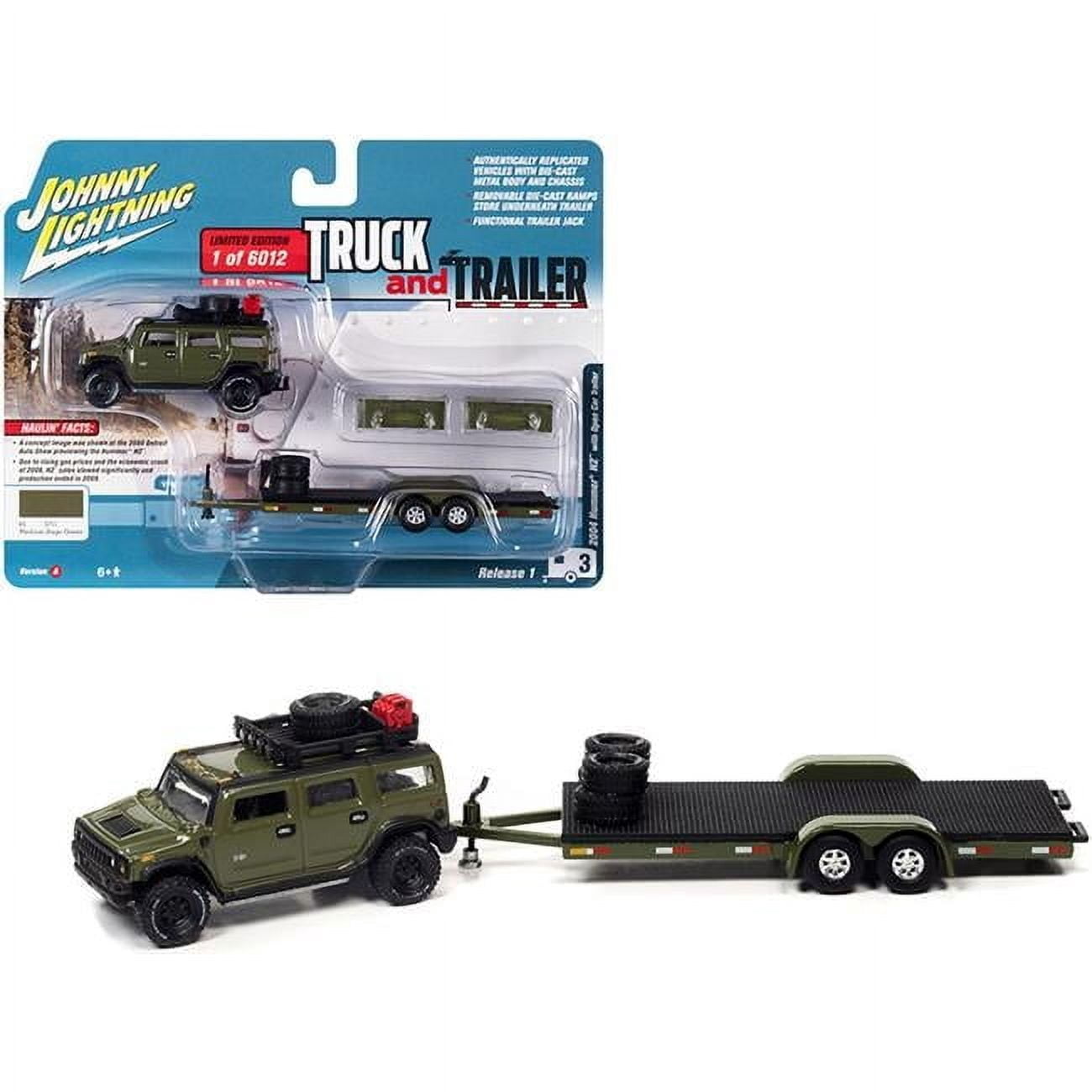 2004 Hummer H2 Medium Sage Green with Open Trailer Limited Edition to ...