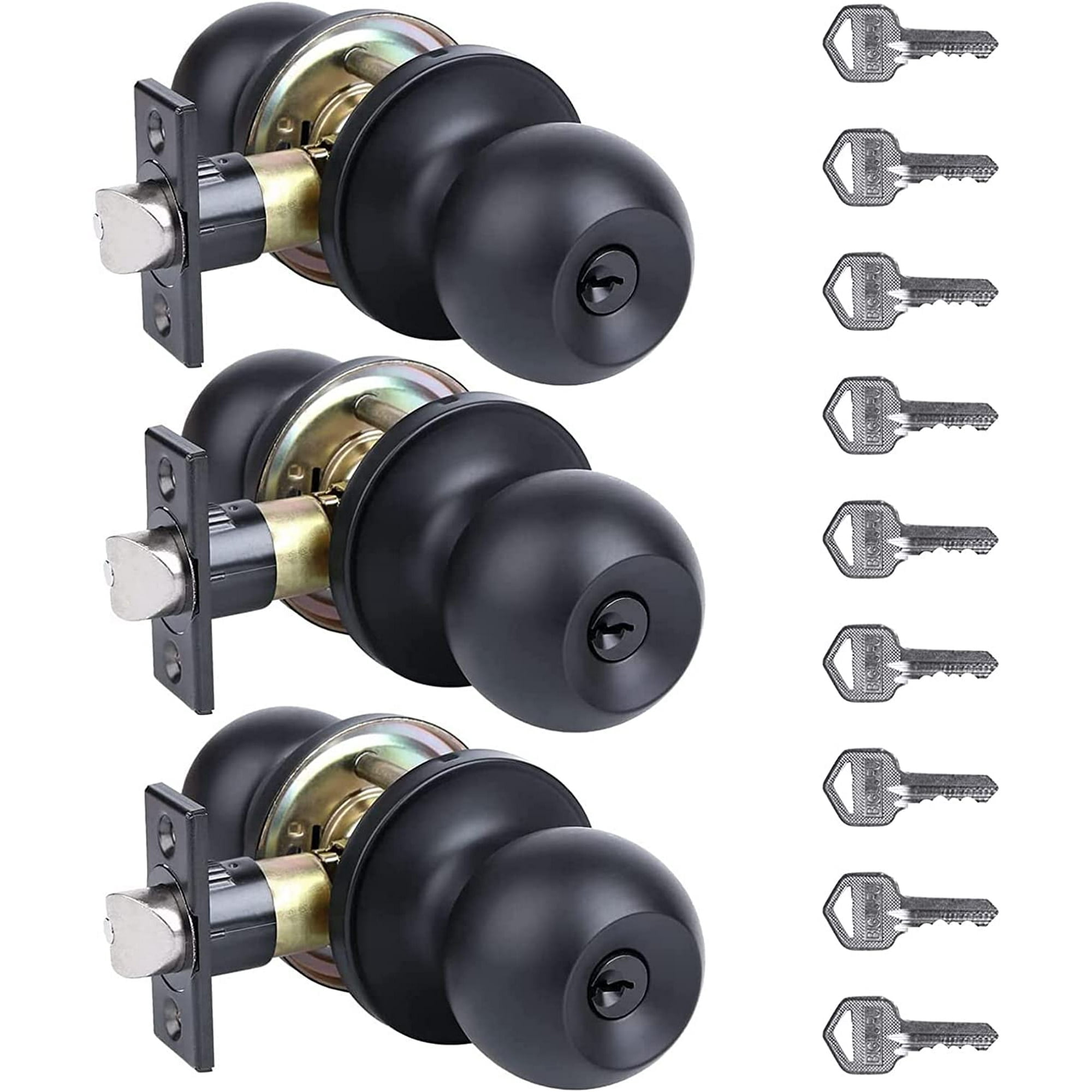 JLYJ 3 Pack Entry Doorknobs, Keyed Alike, Entry Doorknob Lock with Keys ...