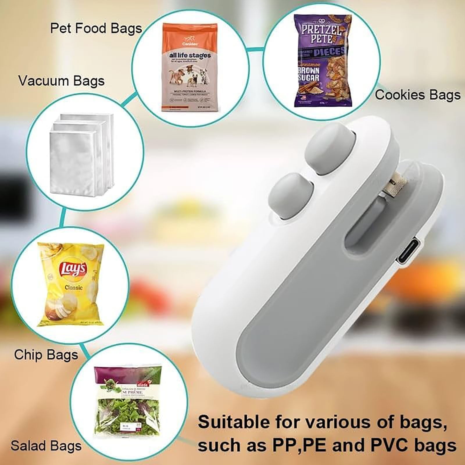 JLYJ Mini Bag Sealer 2024 New 2 In 1 Usb Rechargeable Chip Bag Sealer ...
