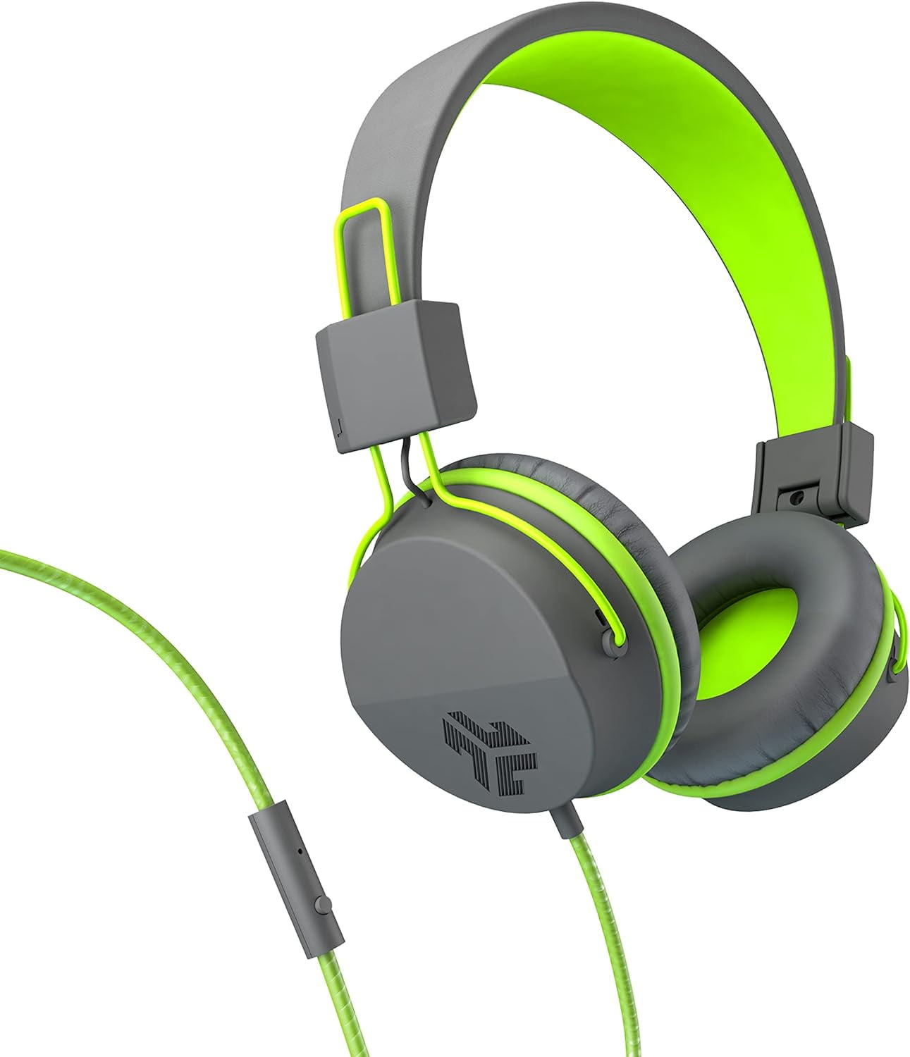 JLab Neon On-Ear Wired Headphones with Mic, Graphite/Lime, Feather ...