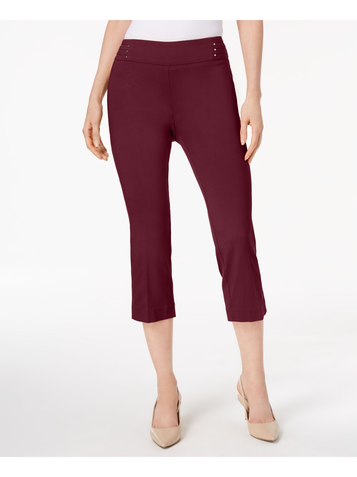 JM COLLECTION $49 Womens New Maroon Capri Casual Pants L B+B - Walmart.com