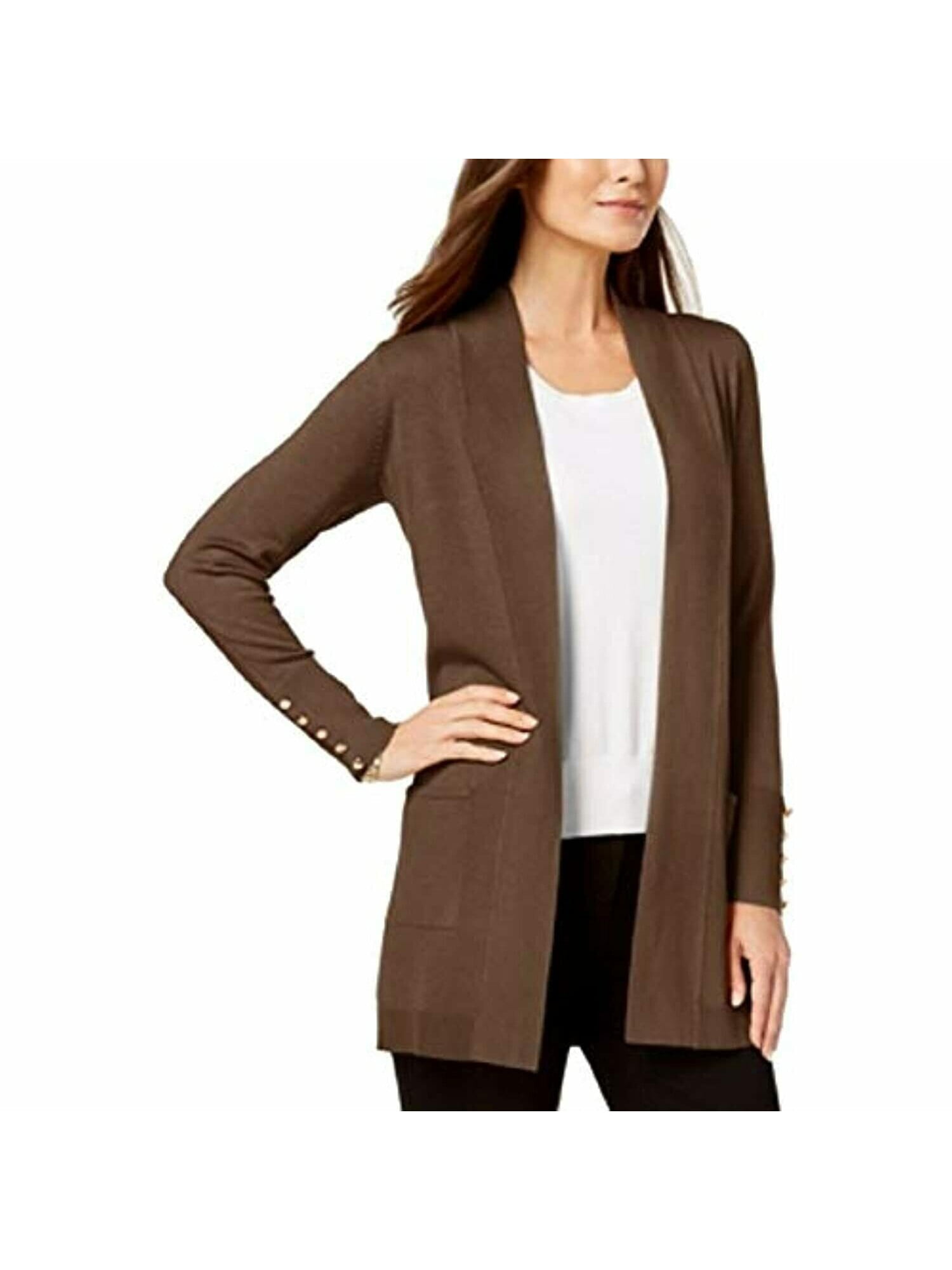 JM COLLECTION $59 Womens New Brown Embellished Rayon Sweater PS Petites ...