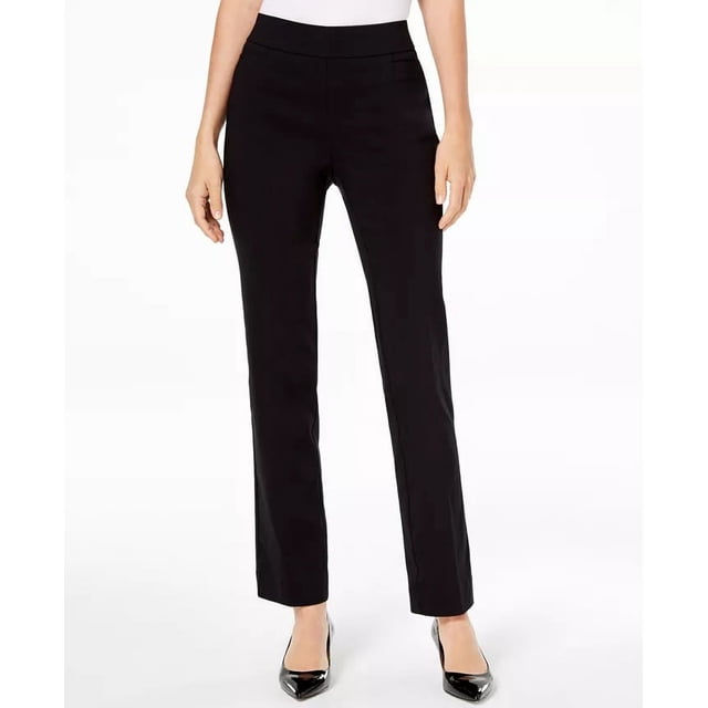 JM Collection Women's Deep Black Tummy Control, Mid Rise, Slim Straight ...
