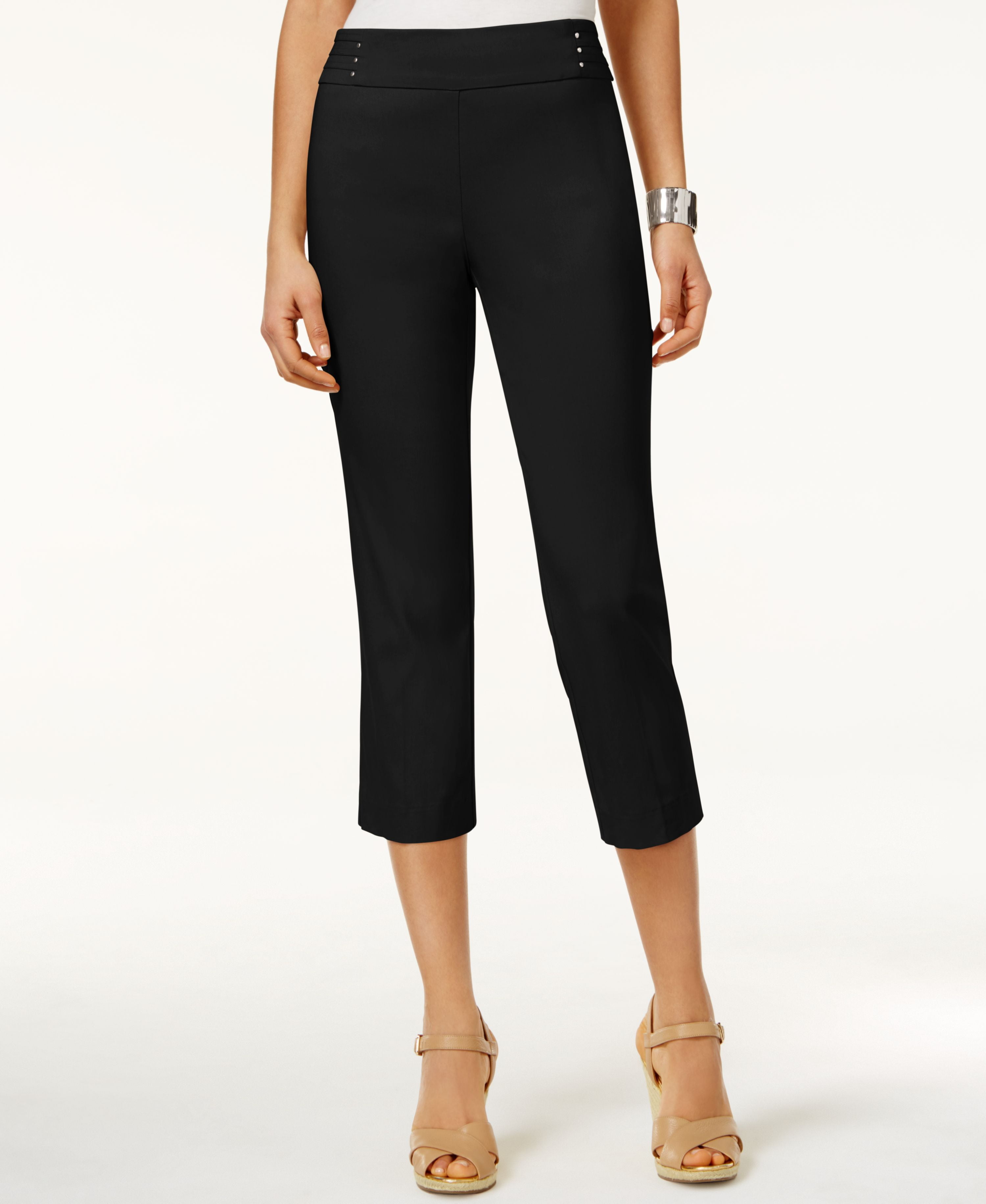 JM Collection Embellished Pull On Capri Pants Deep Black S - Walmart.com