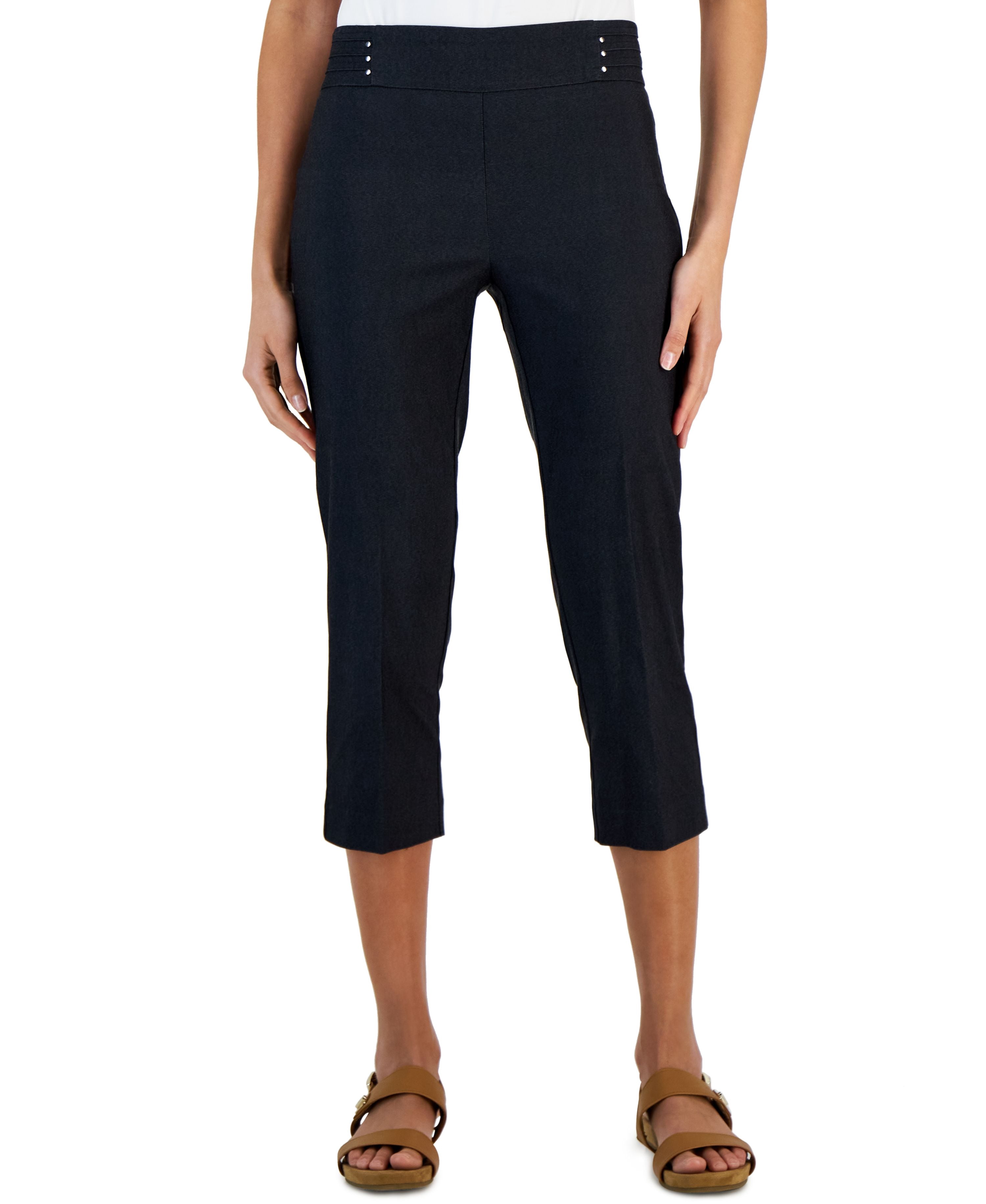 JM Collection Embellished Pull On Capri Pants Waverly Denim M - Walmart.com
