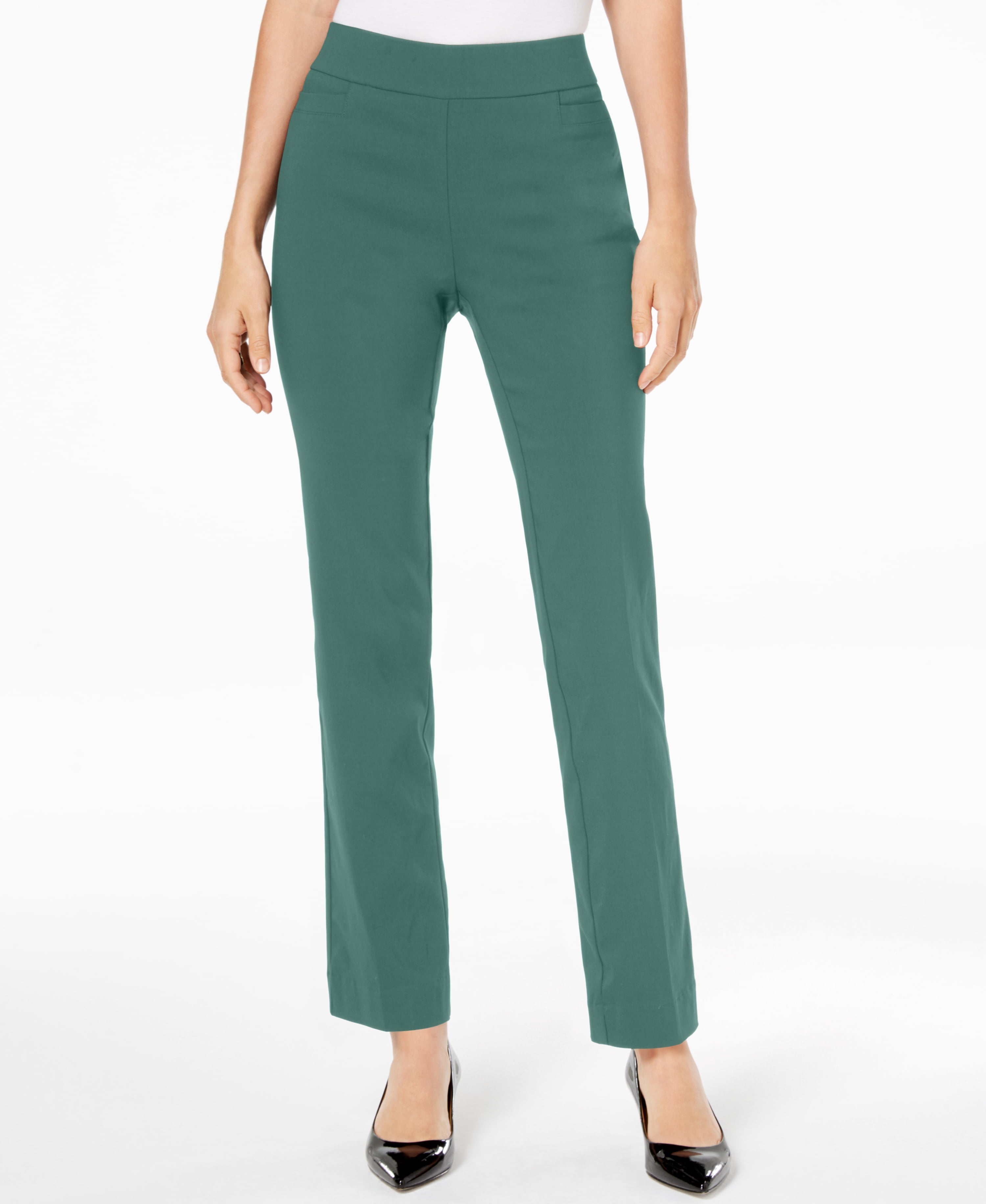 JM Collection Petite Tummy Control Curvy Fit Pants Mineral Teal 8P ...