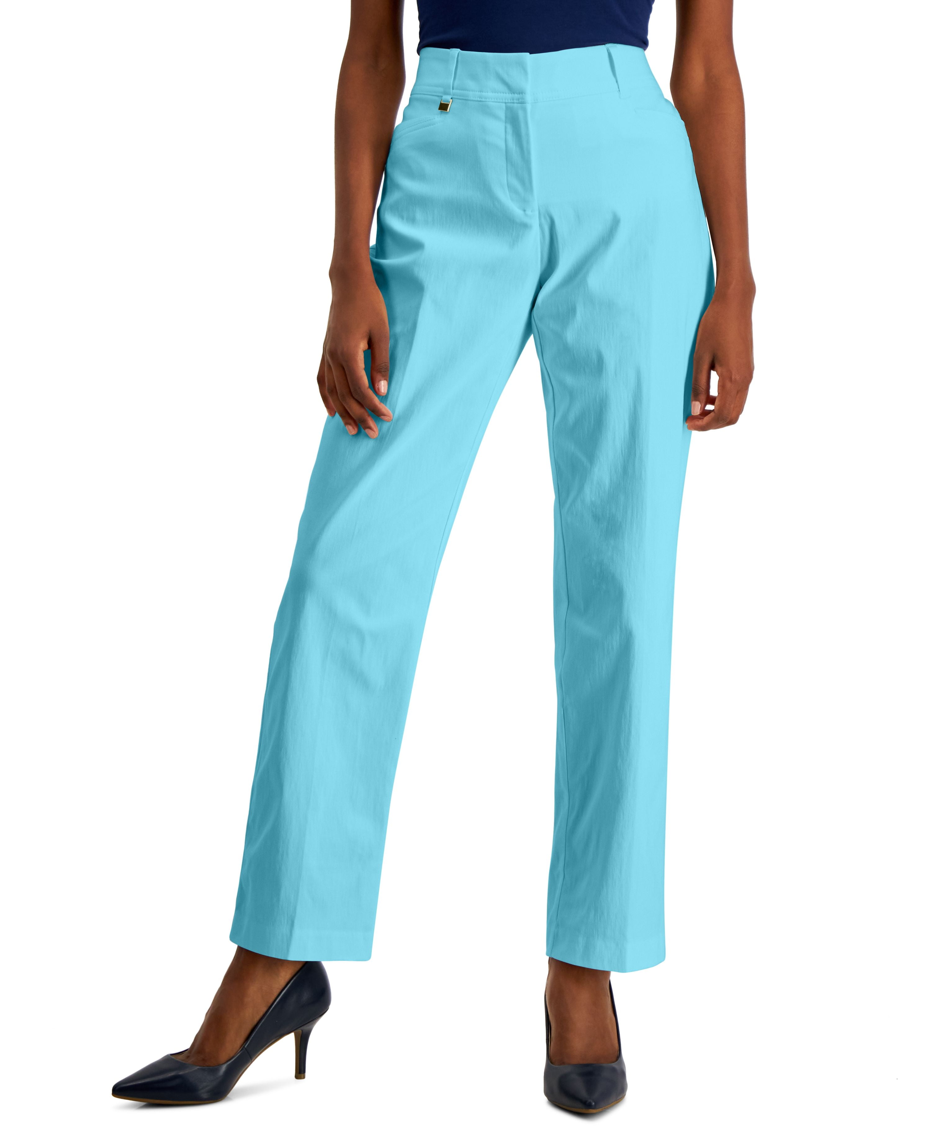 JM Collection Petite Tummy Control Curvy Fit Pants Seafoam Blue 2P ...